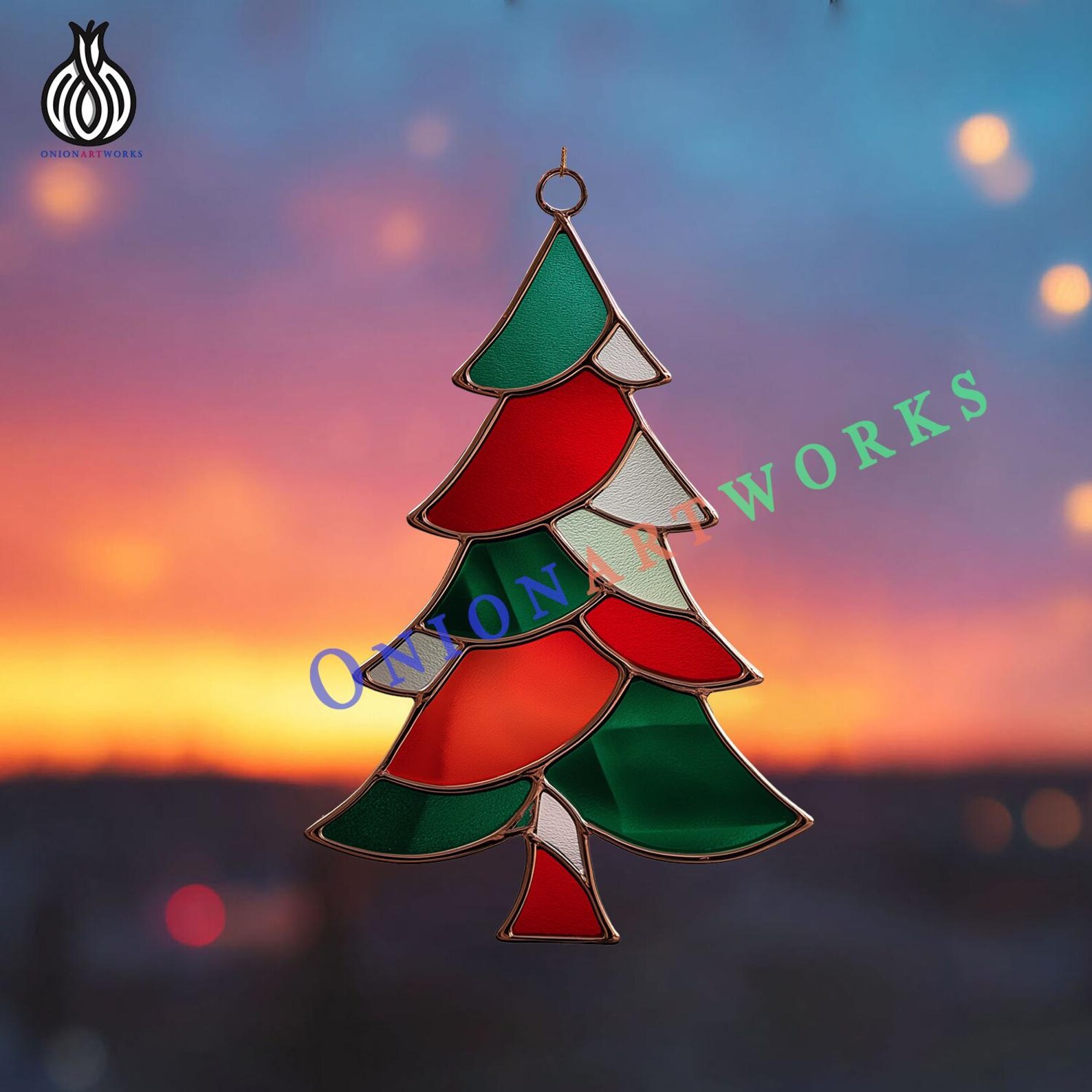 Christmas Tree Stained Glass Pattern | Holiday Suncatcher Template ...