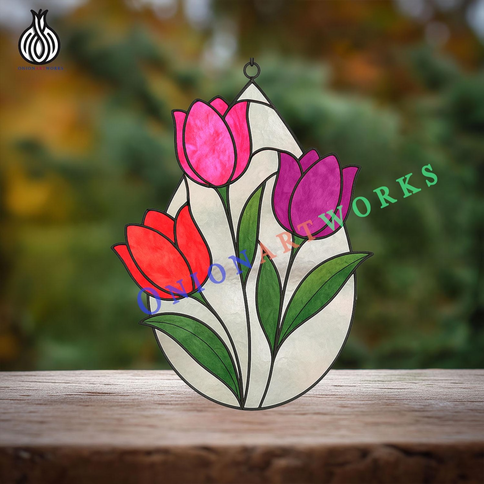 Colorful Tulip Teardrop Stained Glass Pattern | Spring Floral ...