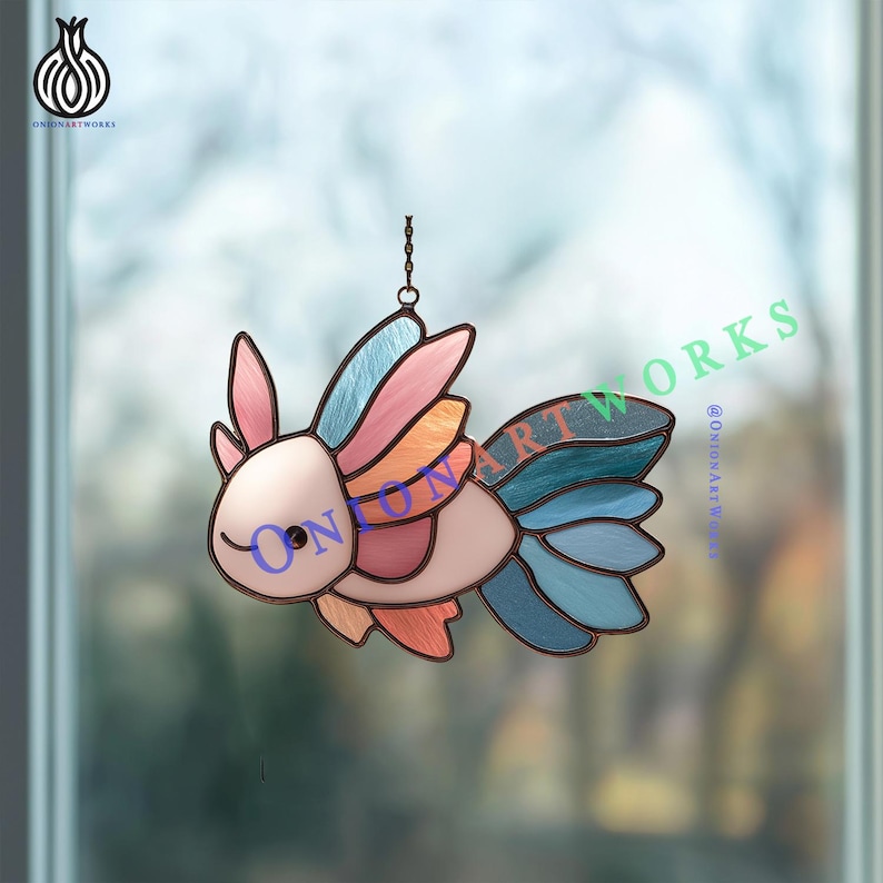 Cute Axolotl Stained Glass Pattern | Kawaii Amphibian Suncatcher ...