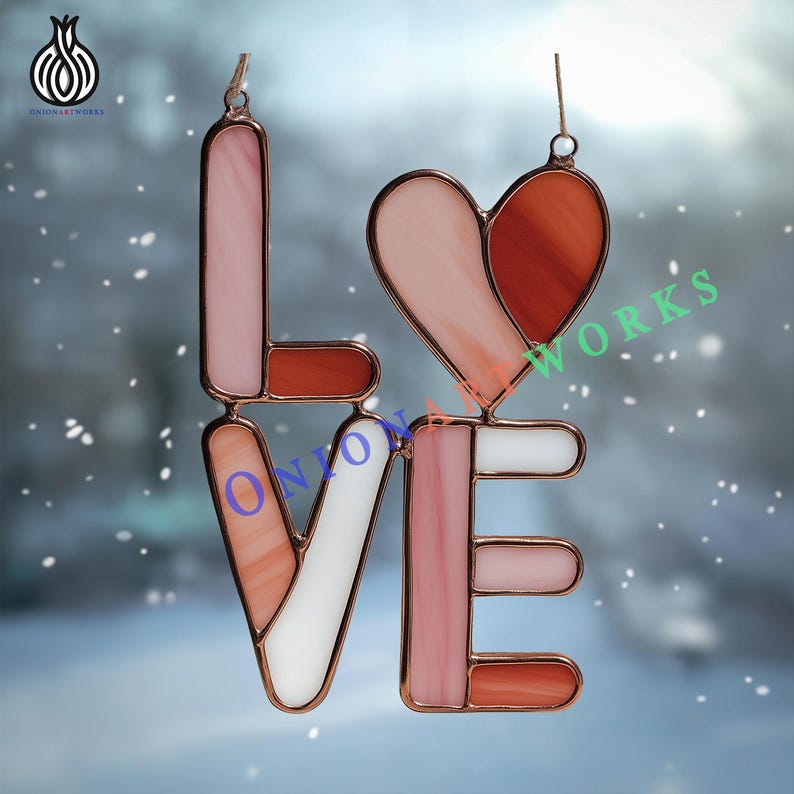 LOVE Stained Glass Pattern | Romantic Letter Suncatcher Template ...