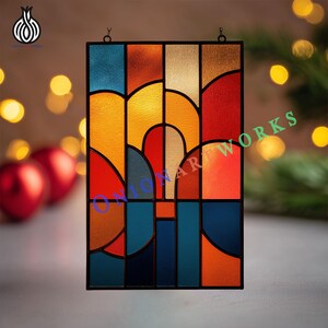 Geometric Sunset Arch Stained Glass Pattern | Modern Abstract Window ...