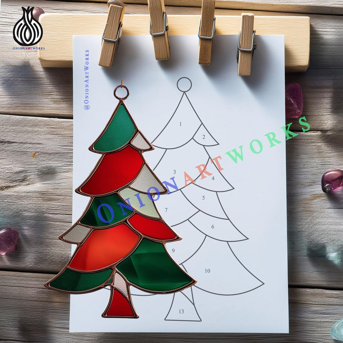 Christmas Tree Stained Glass Pattern | Holiday Suncatcher Template ...