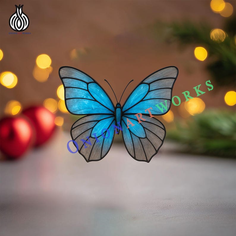 Blue Butterfly Stained Glass Pattern | Insect Suncatcher Template ...