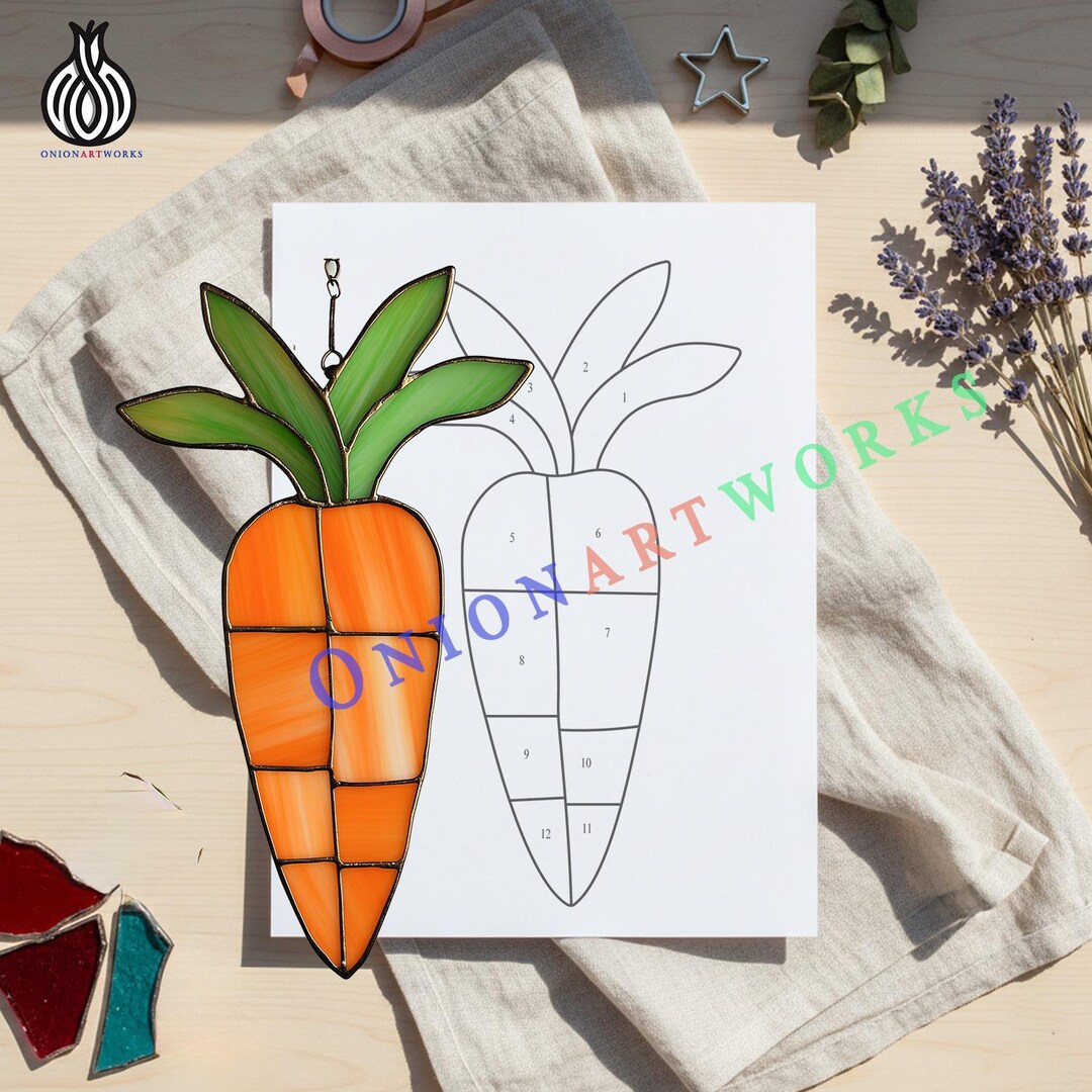 Carrot Stained Glass Pattern | Vegetable Suncatcher Template | Easter ...