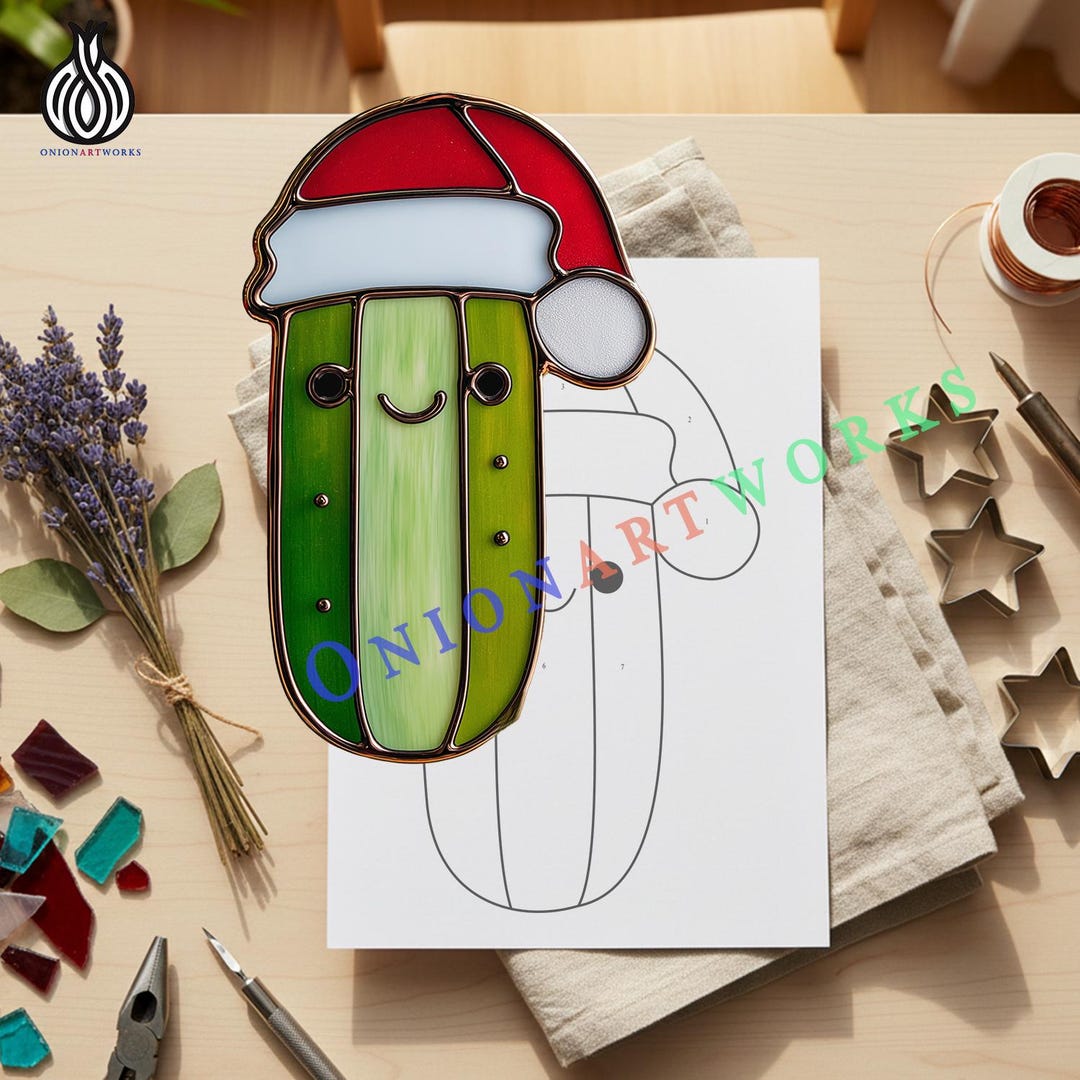 Christmas Pickle Stained Glass Patterns | Funny Ornament & Suncatcher ...
