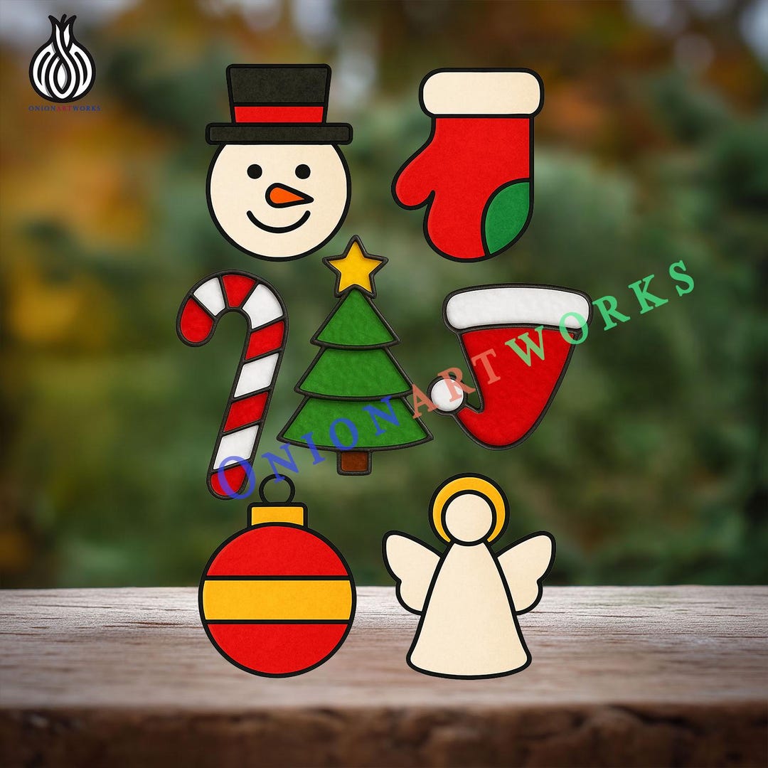 Printable Christmas Stained Glass Patterns | Snowman, Candy Cane, Tree ...