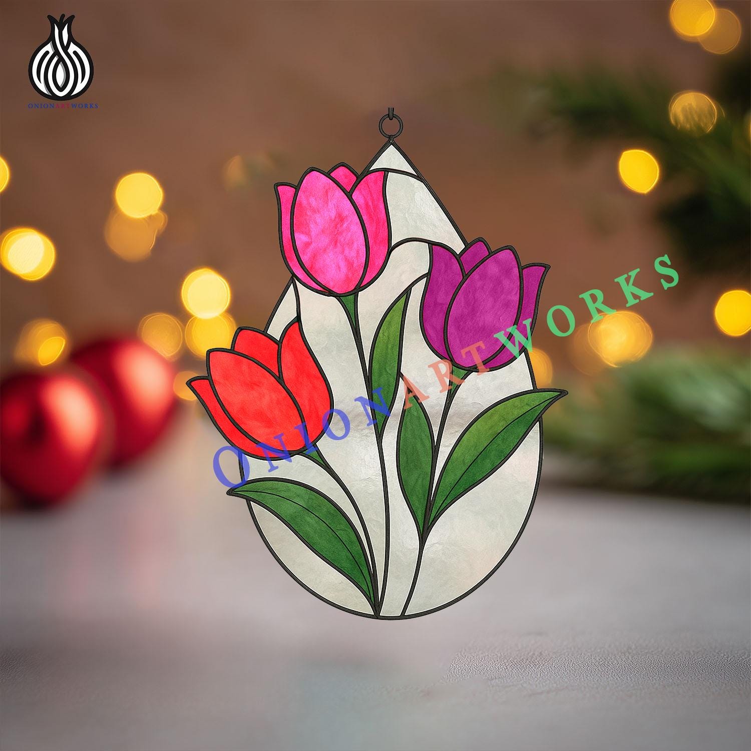 Colorful Tulip Teardrop Stained Glass Pattern | Spring Floral ...