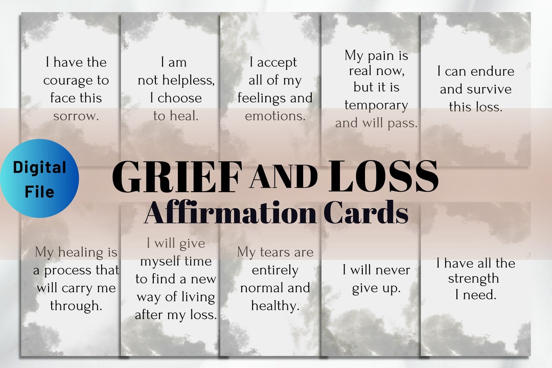 Printable Grief Affirmation Cards, 60 Grief and Loss Printable ...