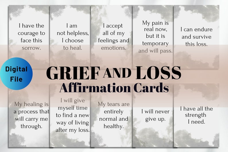 Printable Grief Affirmation Cards, 60 Grief and Loss Printable ...