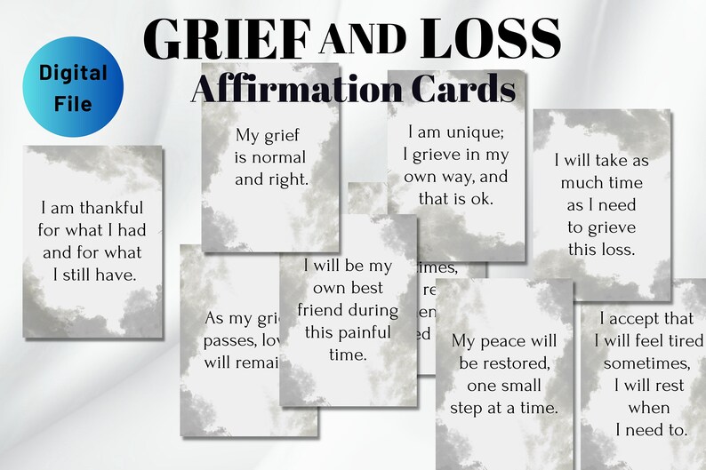 Printable Grief Affirmation Cards, 60 Grief and Loss Printable ...