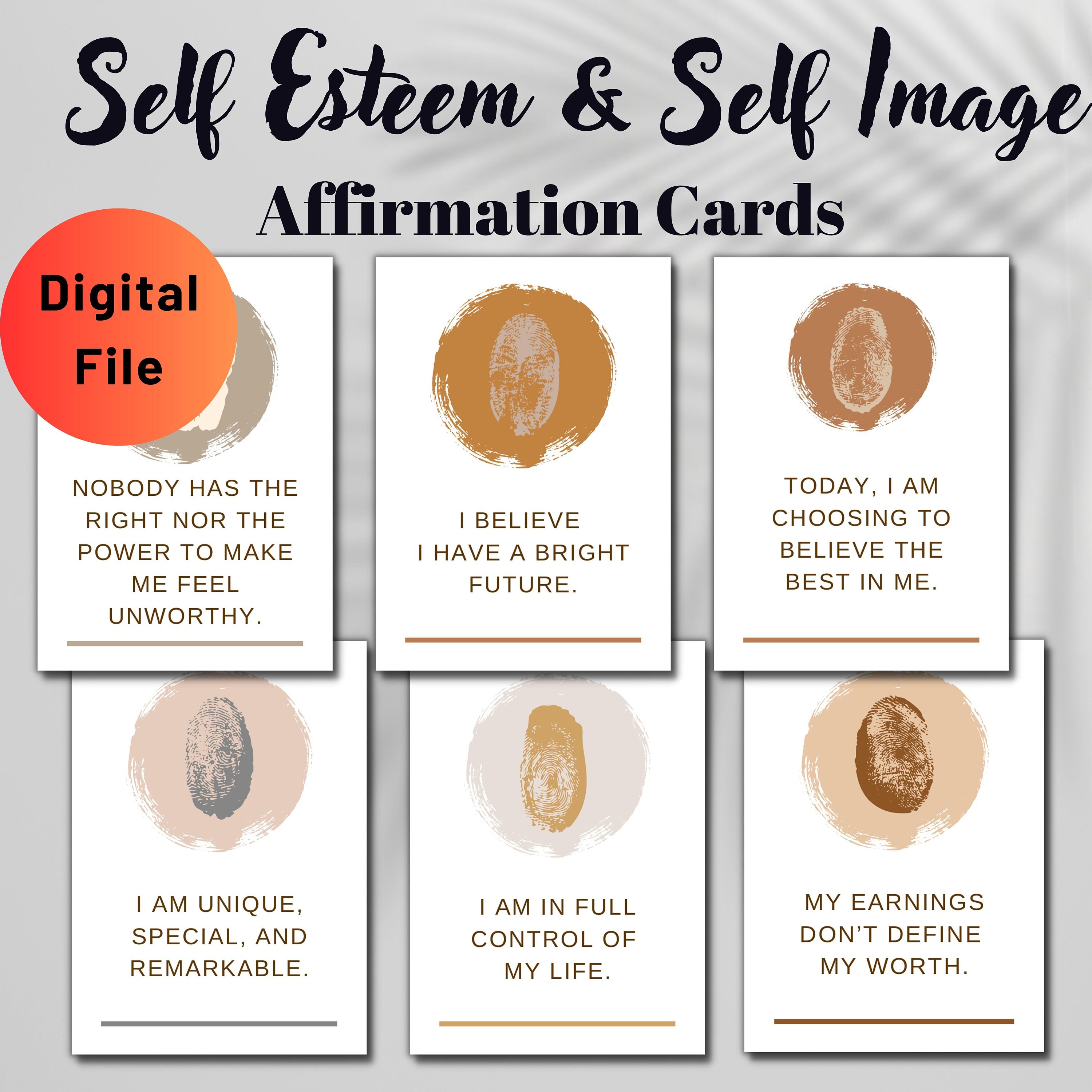 60 Self Esteem Affirmation Cards Digital Download. Improve Your Self ...