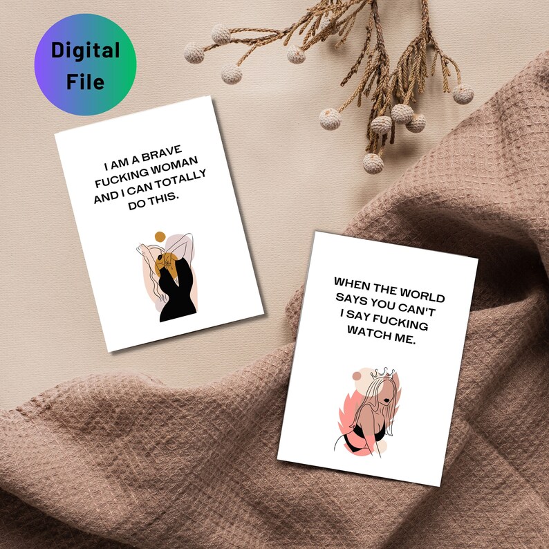 Printable Sweary Affirmation Cards for Badass Woman, 60 Affirmations ...