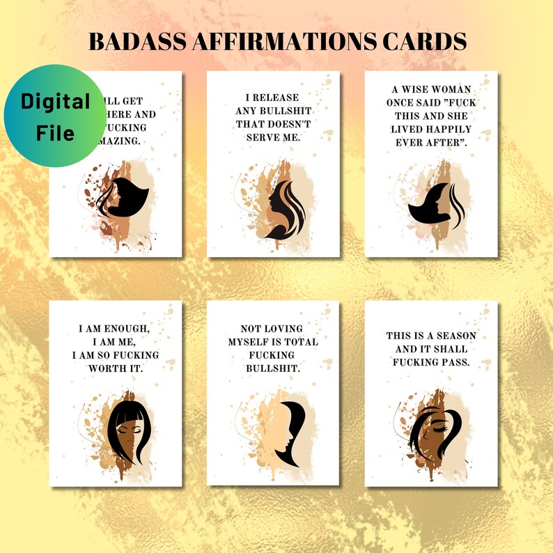 Printable Sweary Affirmation Cards for Badass Woman, 60 Affirmations ...