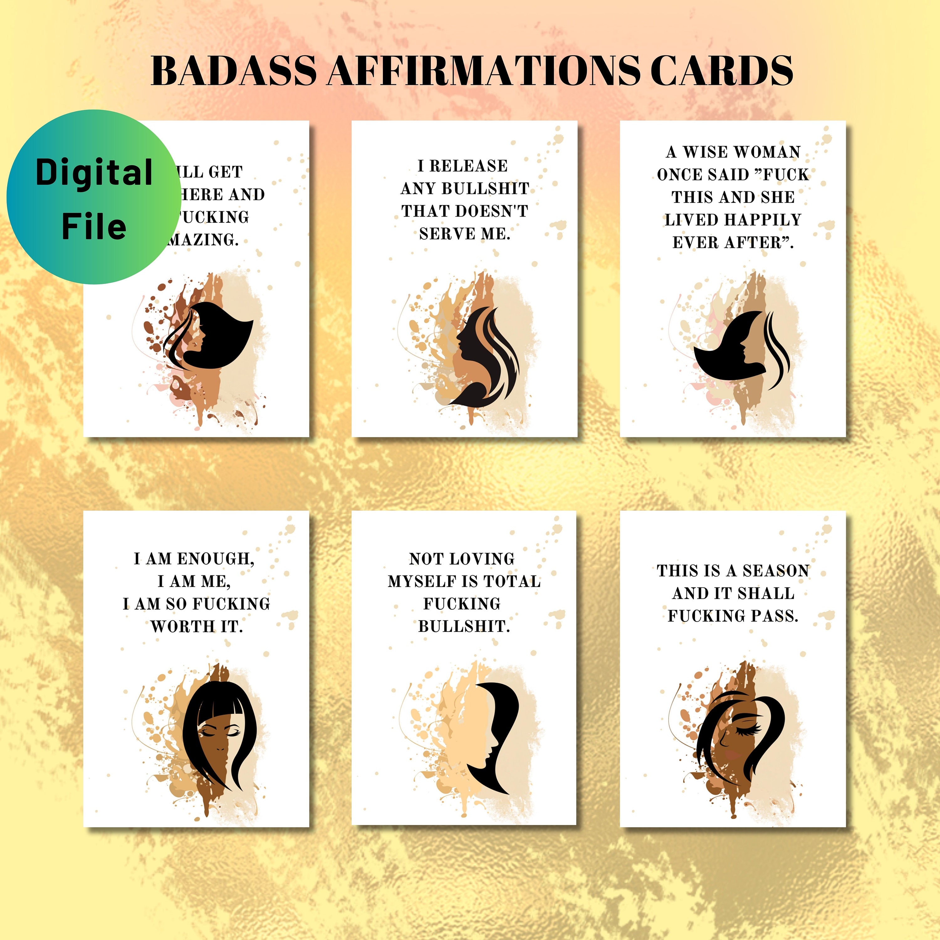 Printable Sweary Affirmation Cards for Badass Woman, 60 Affirmations ...