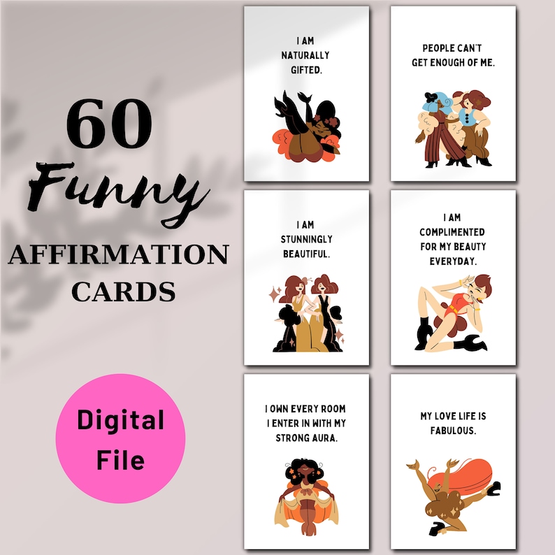 Funny Affirmation Cards for Badass Woman, a Set of 60 Sassy ...