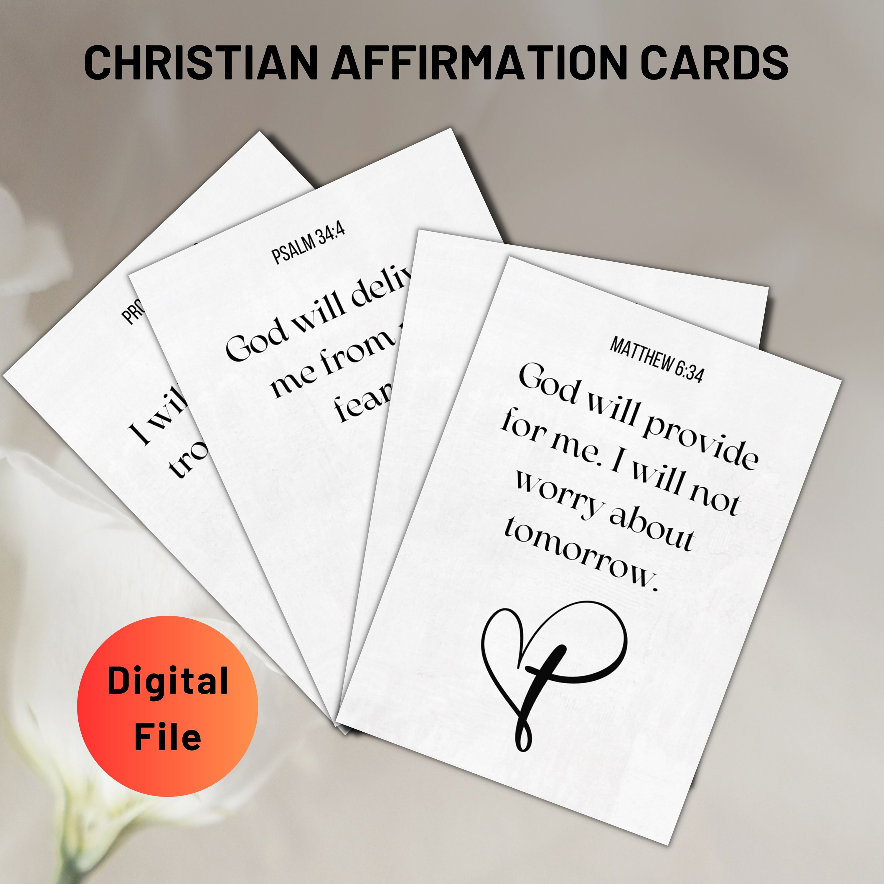 60 Biblical Affirmation Cards for Men and Boys, Christian Affirmation ...