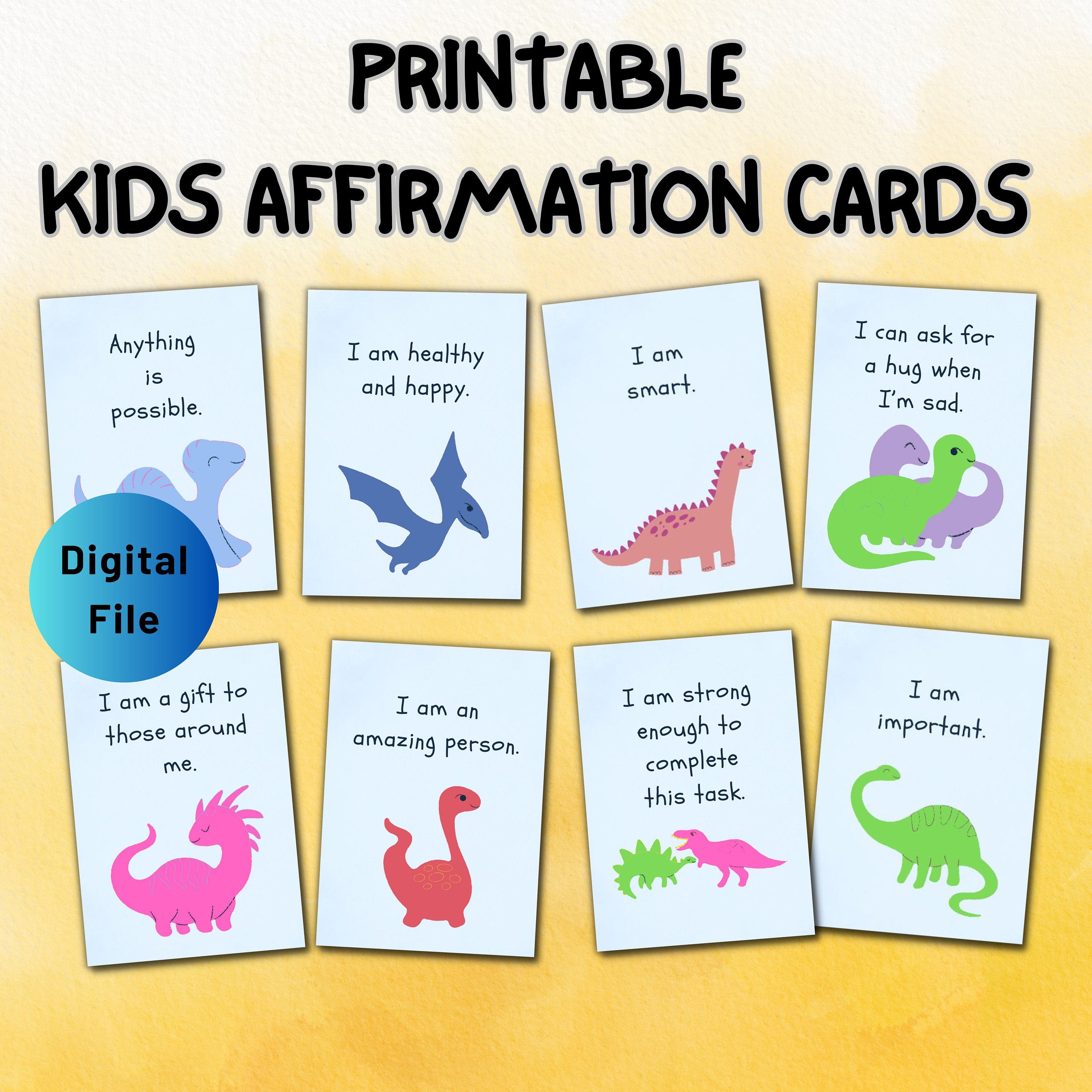 60 Printable Affirmation Cards for Kids I Am Affirmations, Mindfulness ...
