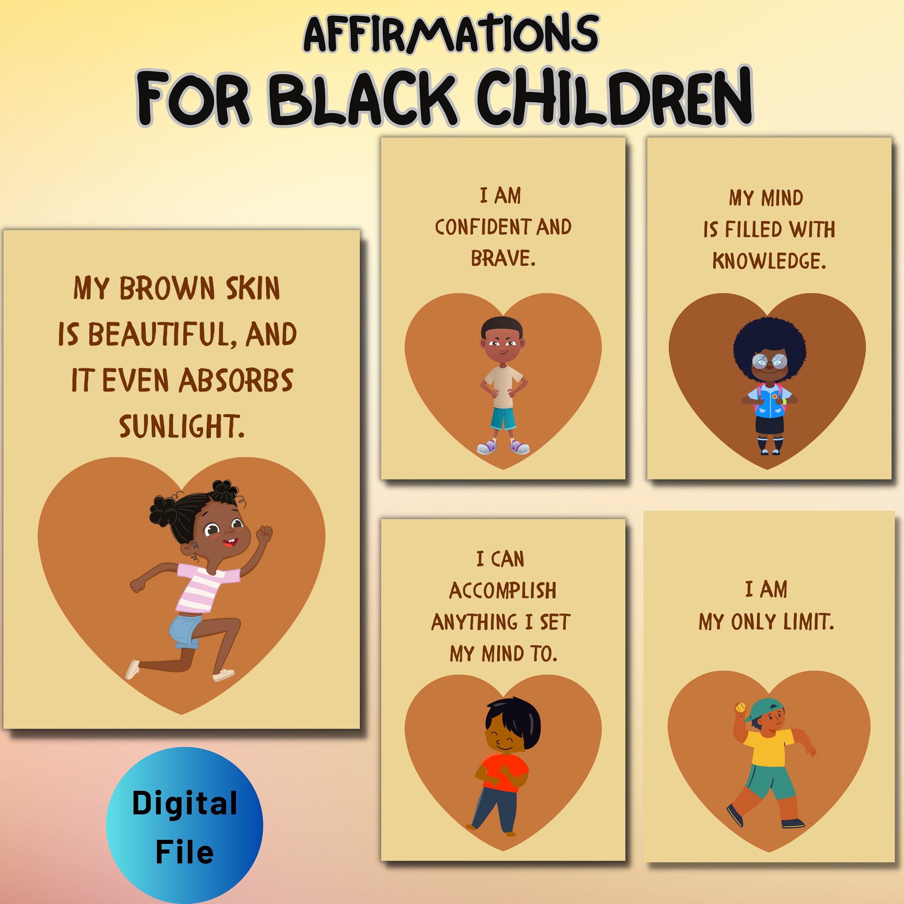 60 Affirmations for Black Children, I Am Affirmations, Mindfulness for ...