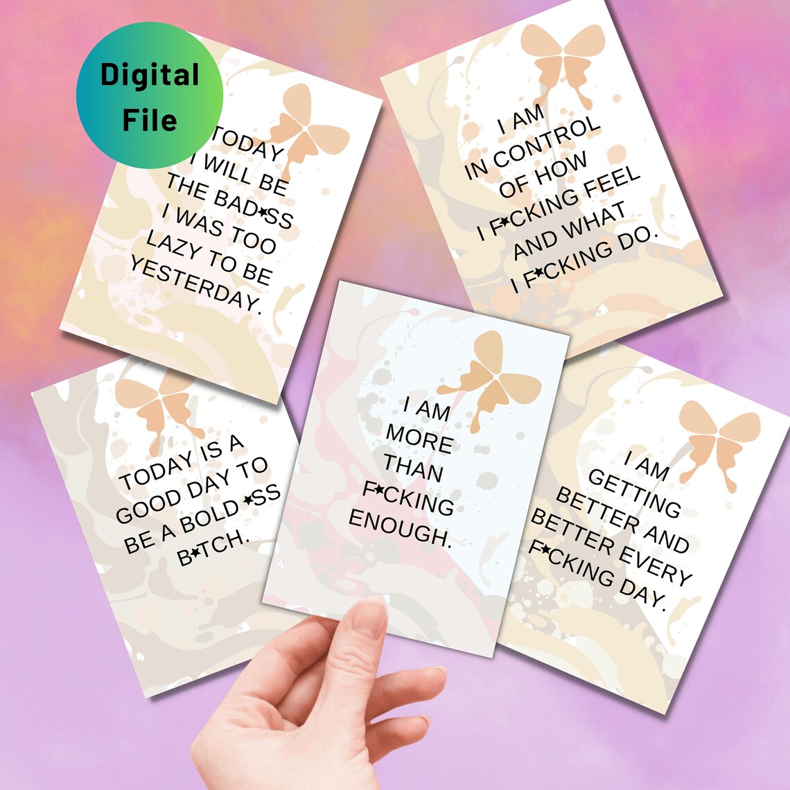 Printable Sweary Affirmation Cards for Badass Woman, 60 Affirmations ...
