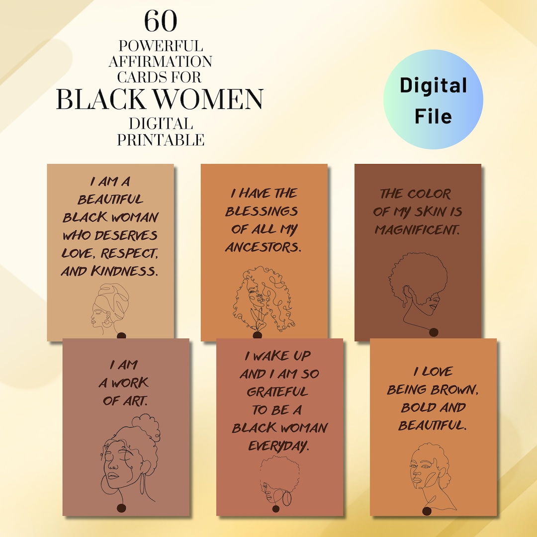 60 Affirmation Cards for Strong Black Women Who Need to Bust Their Self ...