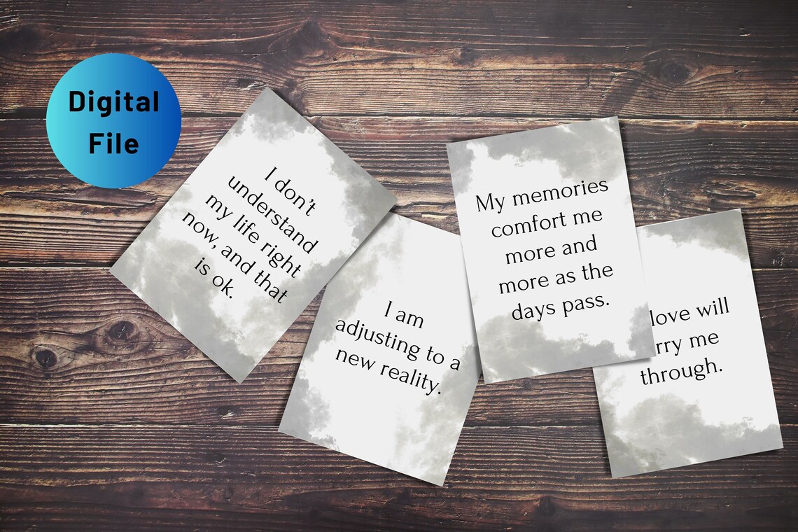 Printable Grief Affirmation Cards, 60 Grief and Loss Printable ...