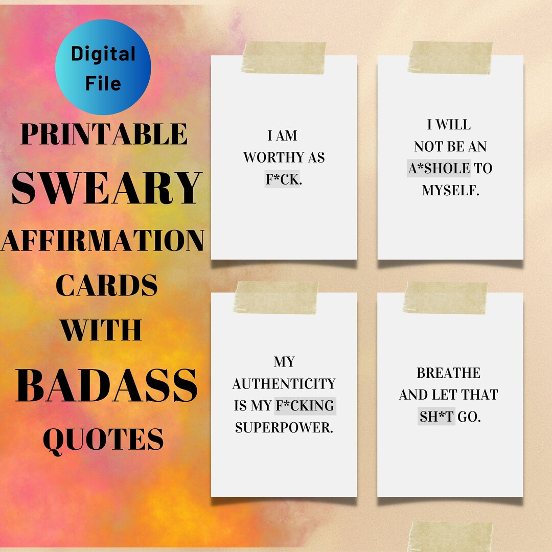 Sweary Affirmation Cards Four Badass Woman, Set of 60 Affirmations With ...