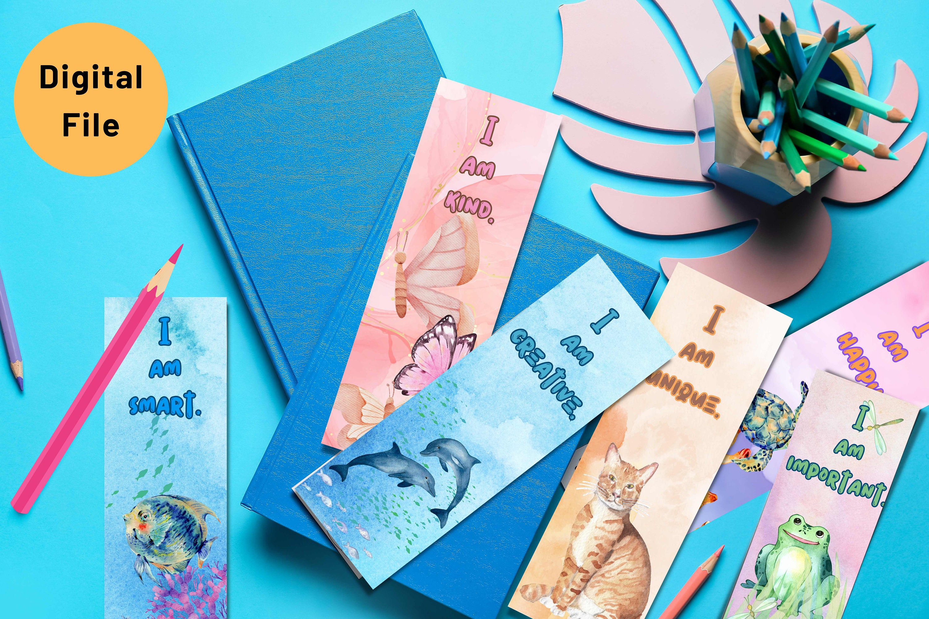 Printable Positive Affirmations Bookmarks for Kids, Set of 12 Cute ...