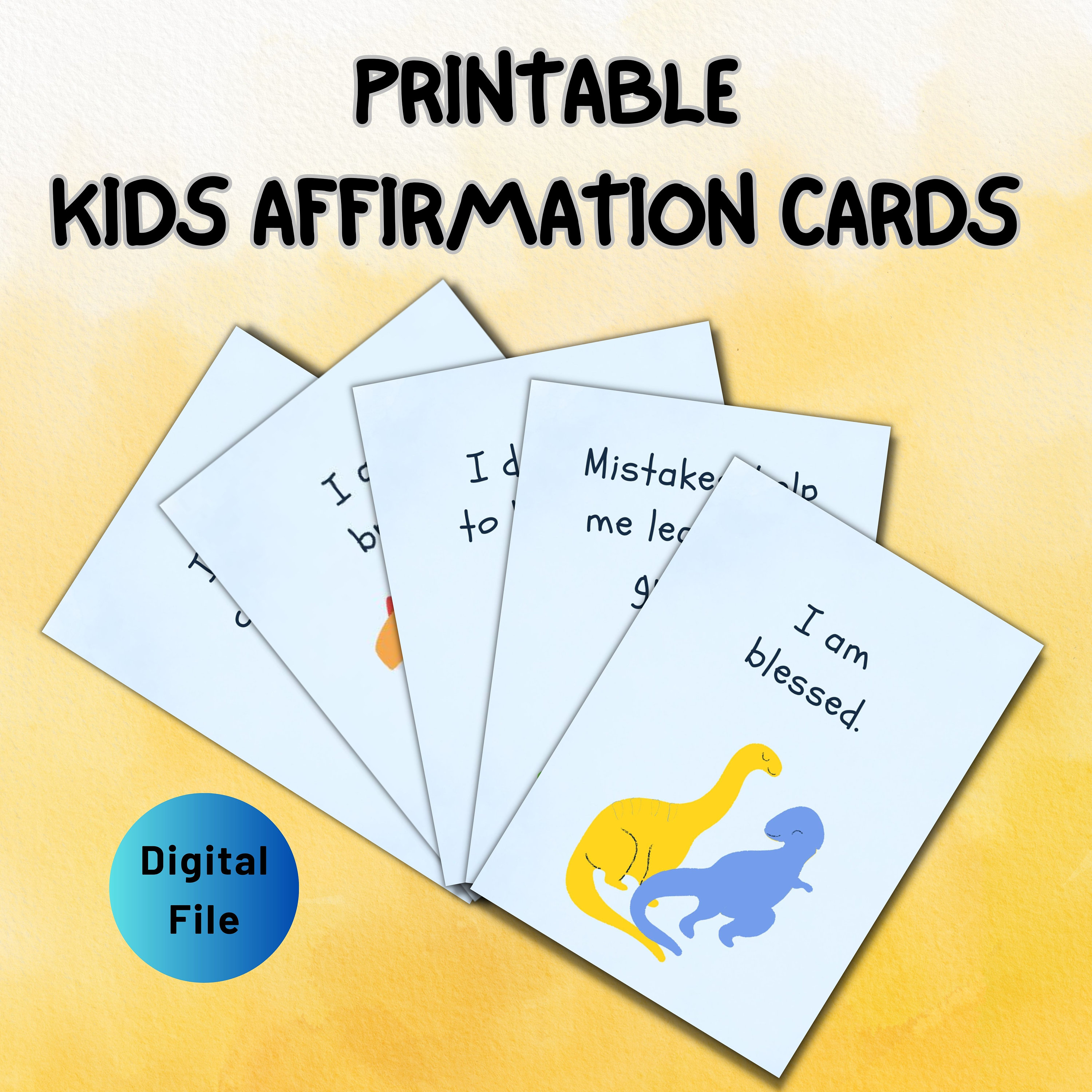 60 Printable Affirmation Cards for Kids I Am Affirmations, Mindfulness ...