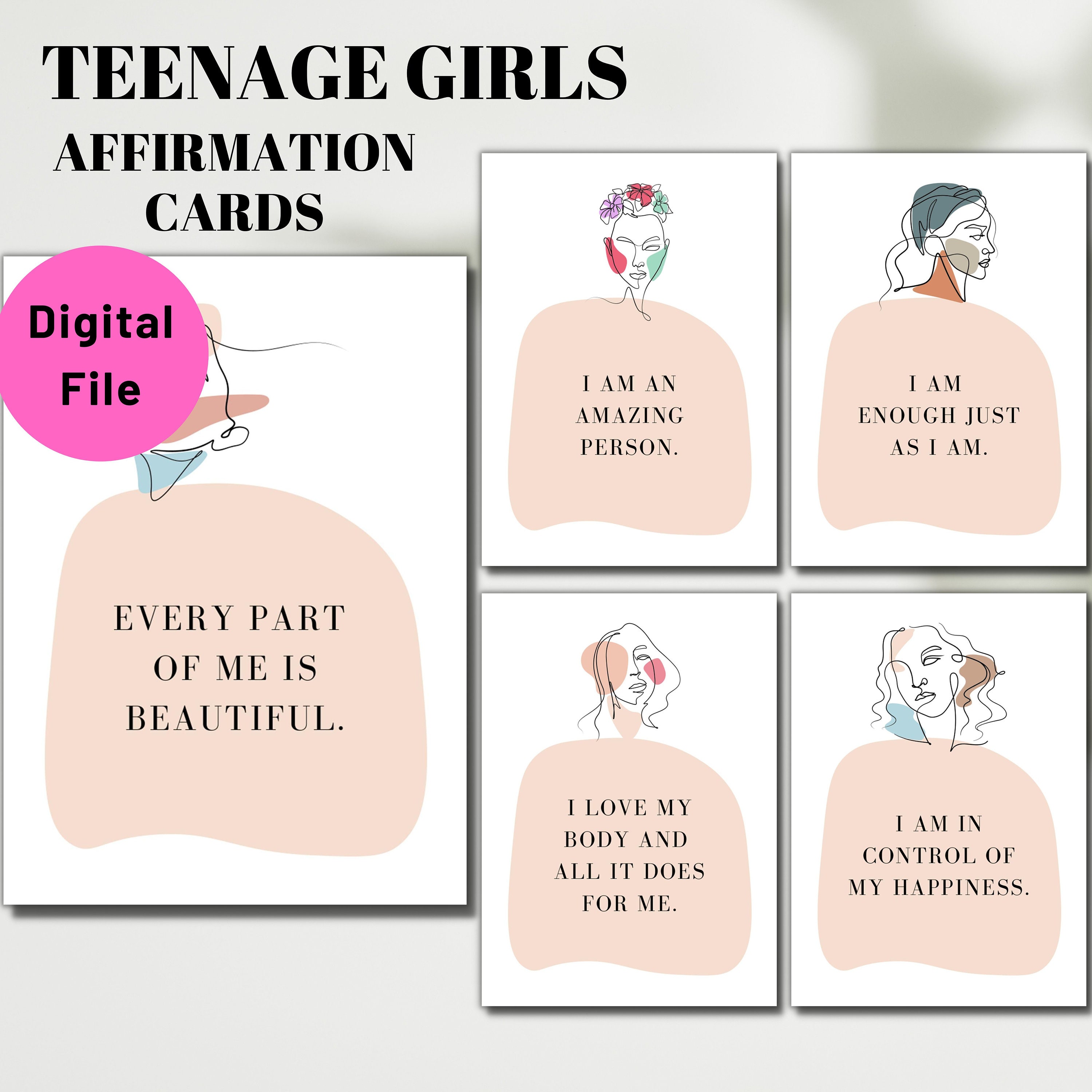 Positive Self Affirmation Cards for Teen Girls, Daily Affirmation Cards ...