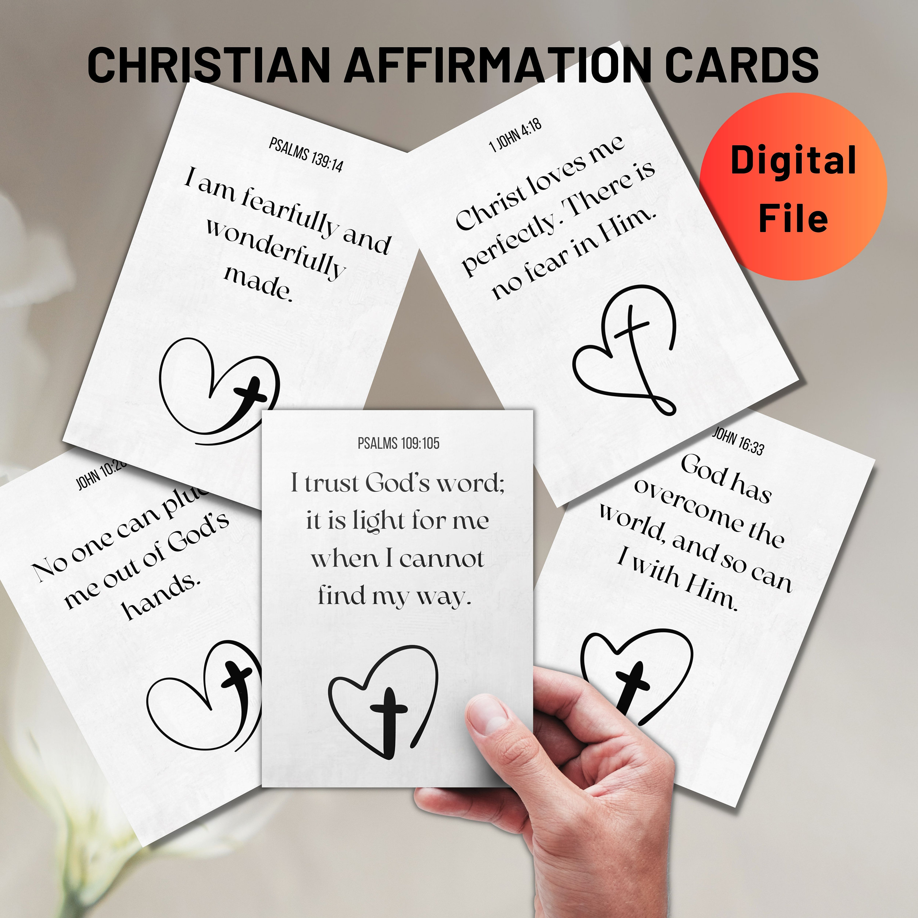 60 Biblical Affirmation Cards for Men and Boys, Christian Affirmation ...