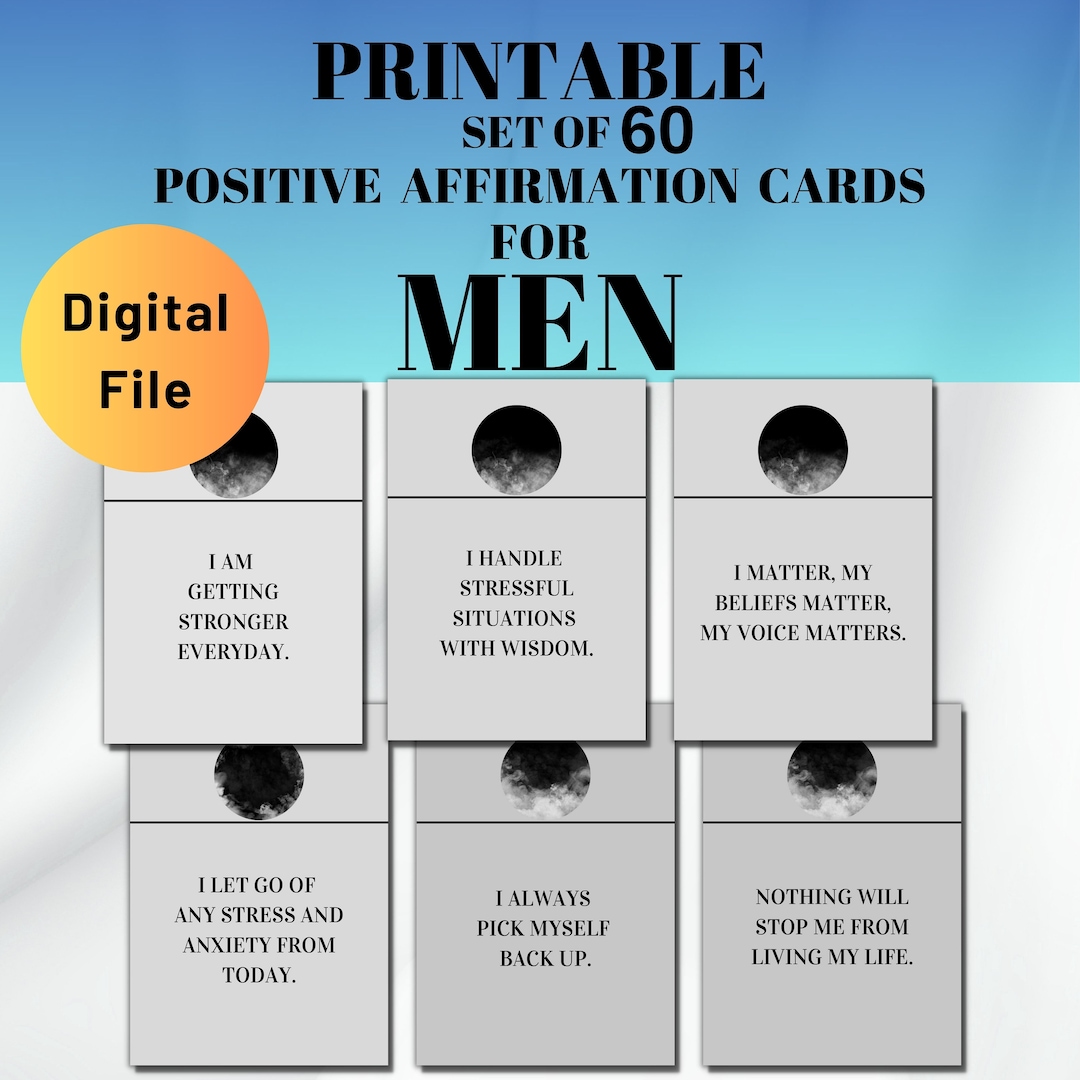 Printable Affirmation Cards for Men, 60 Daily Positive Affirmation ...