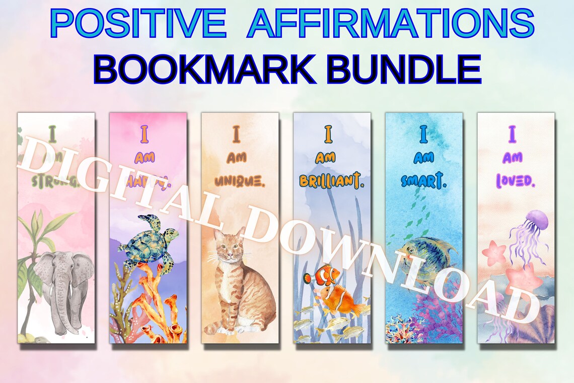 Printable Positive Affirmations Bookmarks for Kids, Set of 12 Cute ...
