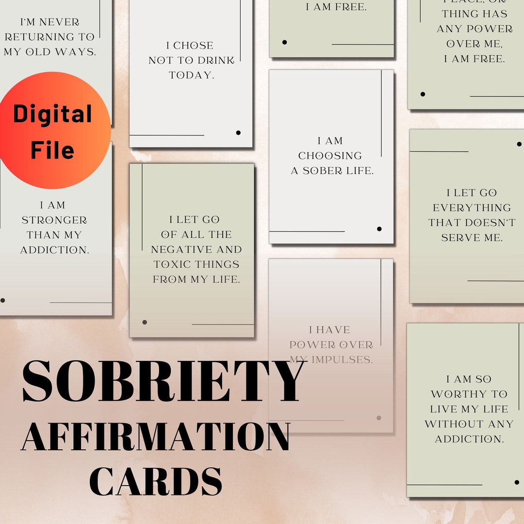 Sobriety Affirmation Cards, 66 Addiction Recovery Affirmation Cards Set ...