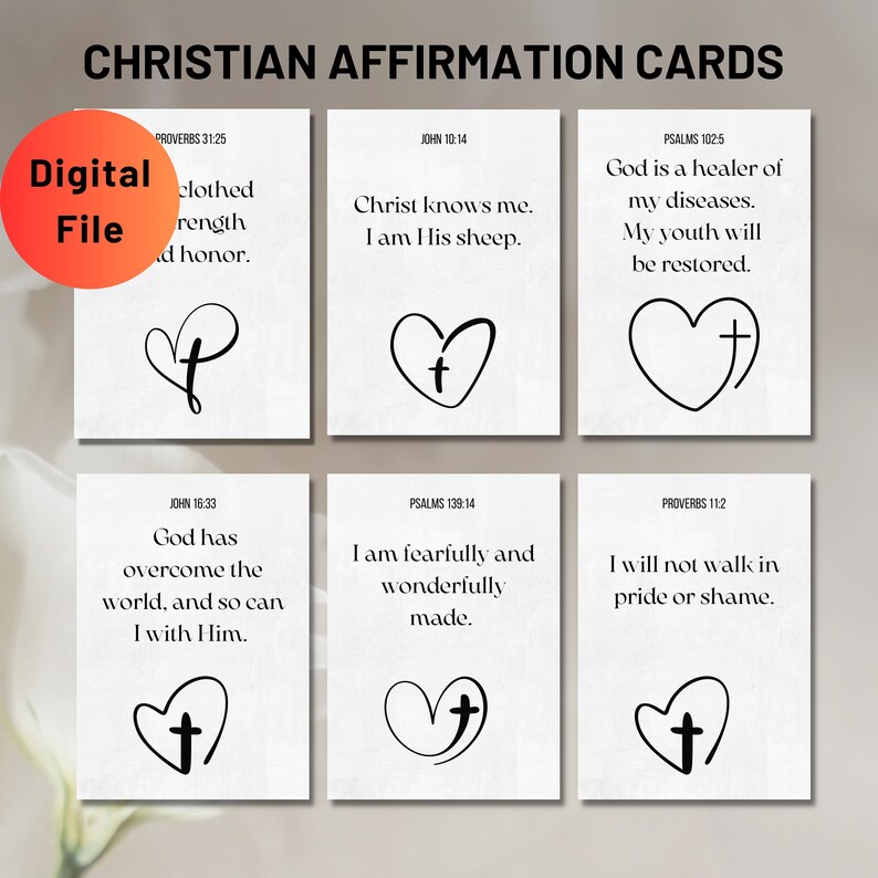 60 Biblical Affirmation Cards for Men and Boys, Christian Affirmation ...