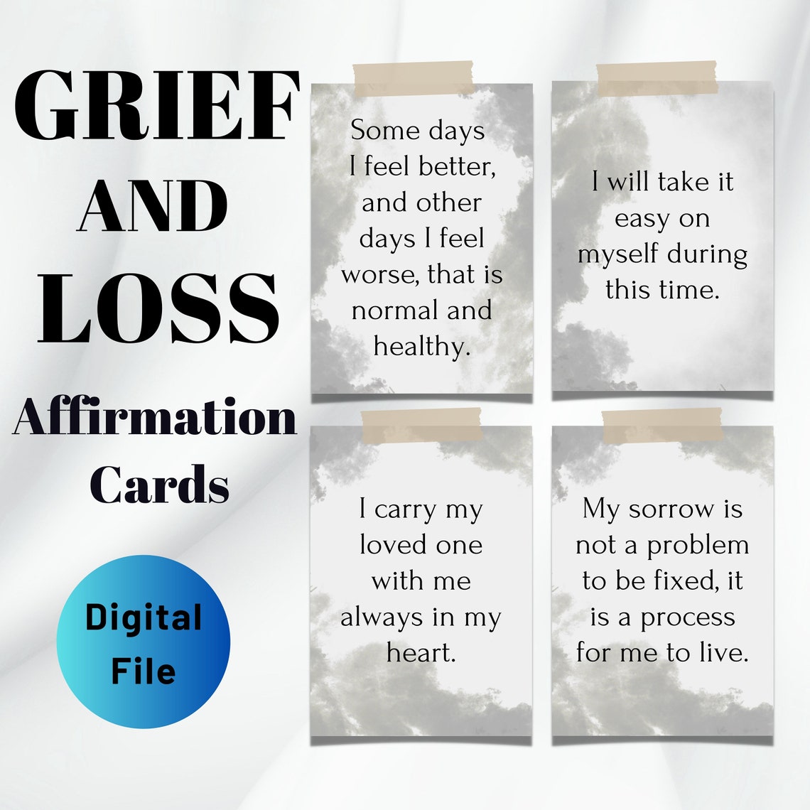 Printable Grief Affirmation Cards, 60 Grief and Loss Printable ...