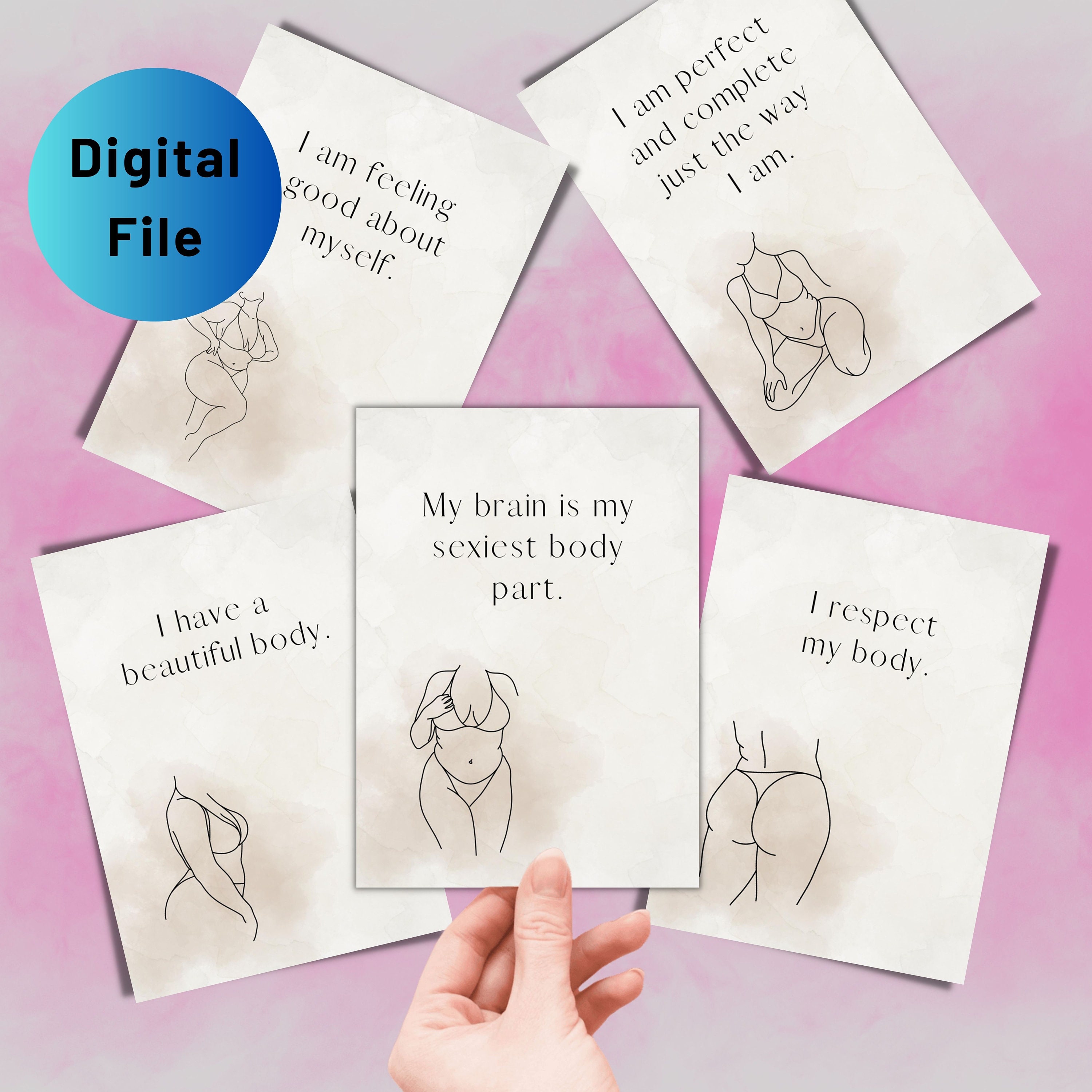 60 Printable Body Positivity Affirmation Cards For Women And Teens