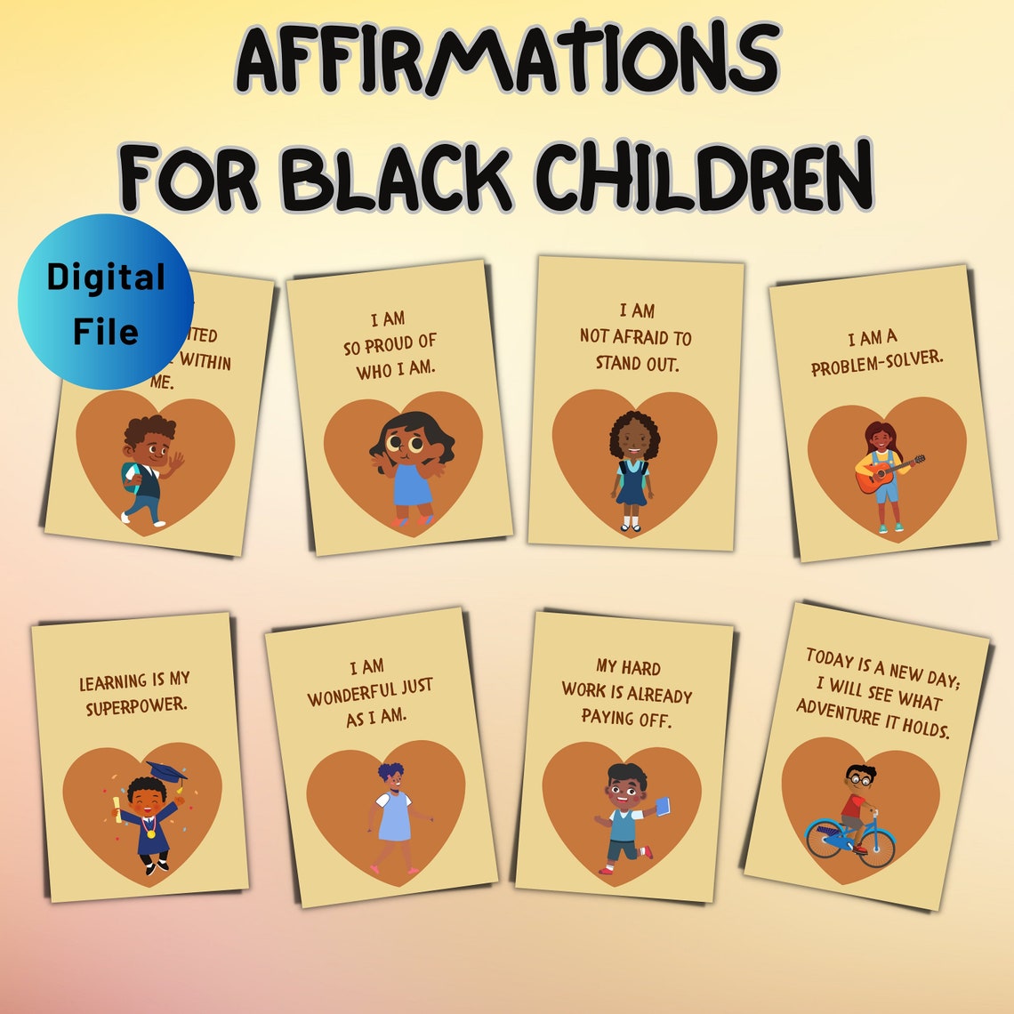 60 Affirmations for Black Children, I Am Affirmations, Mindfulness for ...