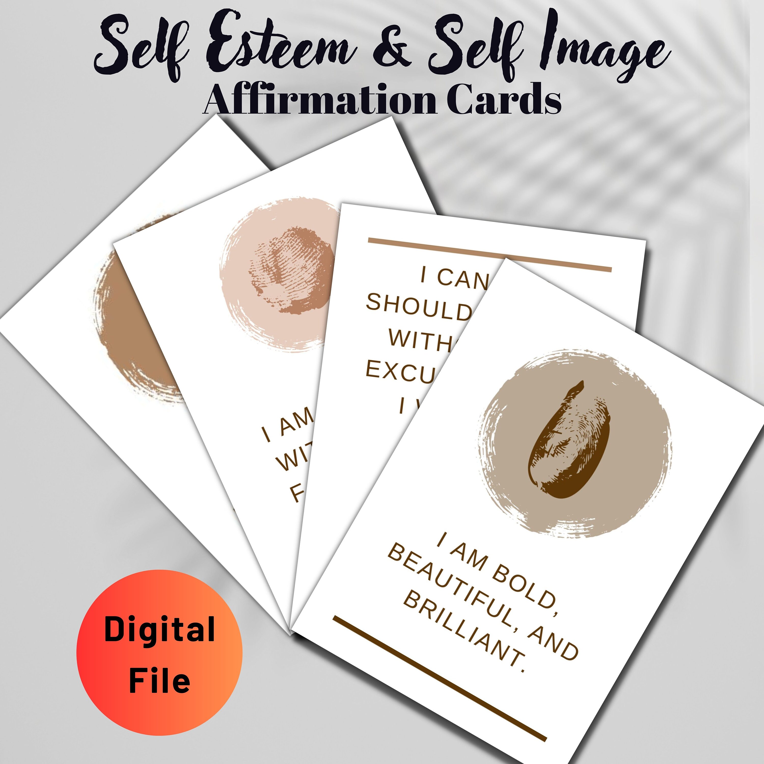 60 Self Esteem Affirmation Cards Digital Download. Improve Your Self ...