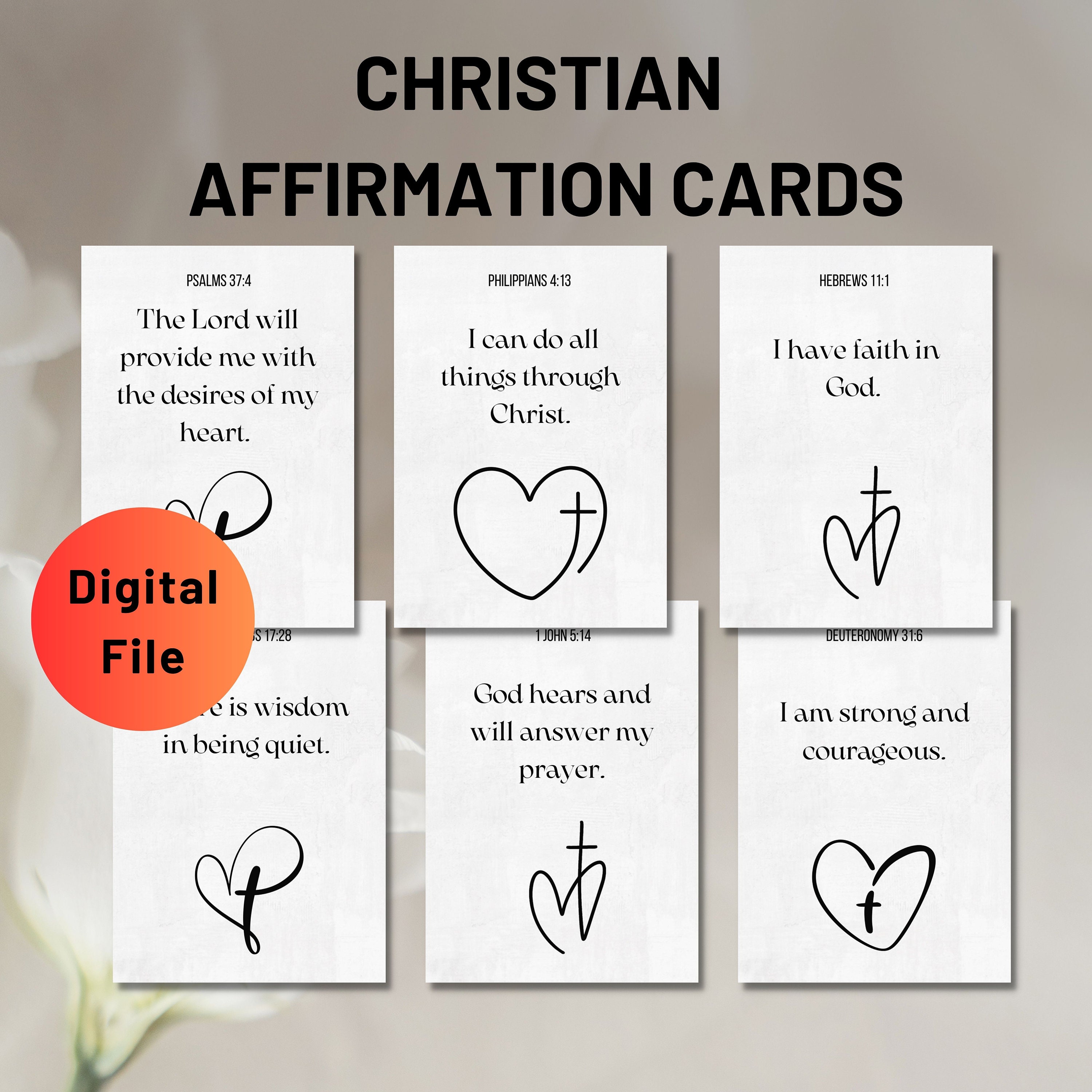 60 Biblical Affirmation Cards for Men and Boys, Christian Affirmation ...