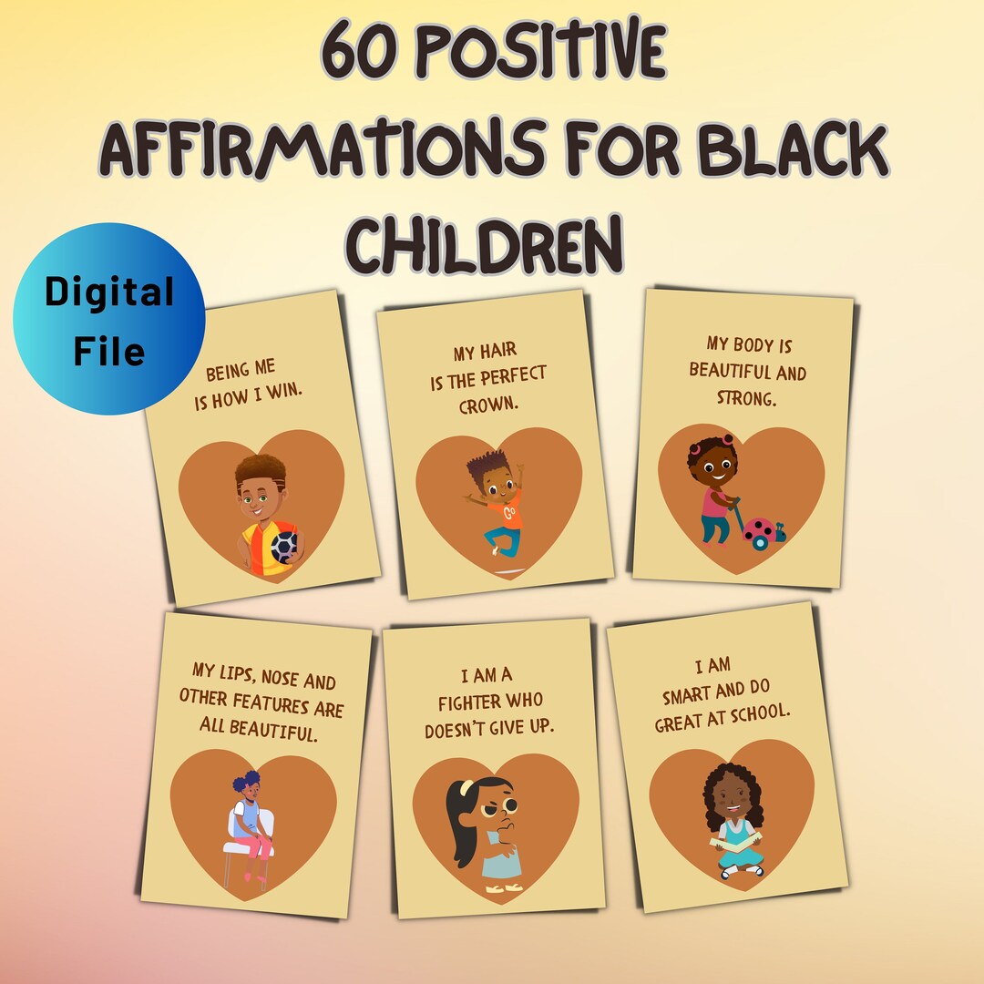 60 Affirmations for Black Children, I Am Affirmations, Mindfulness for ...