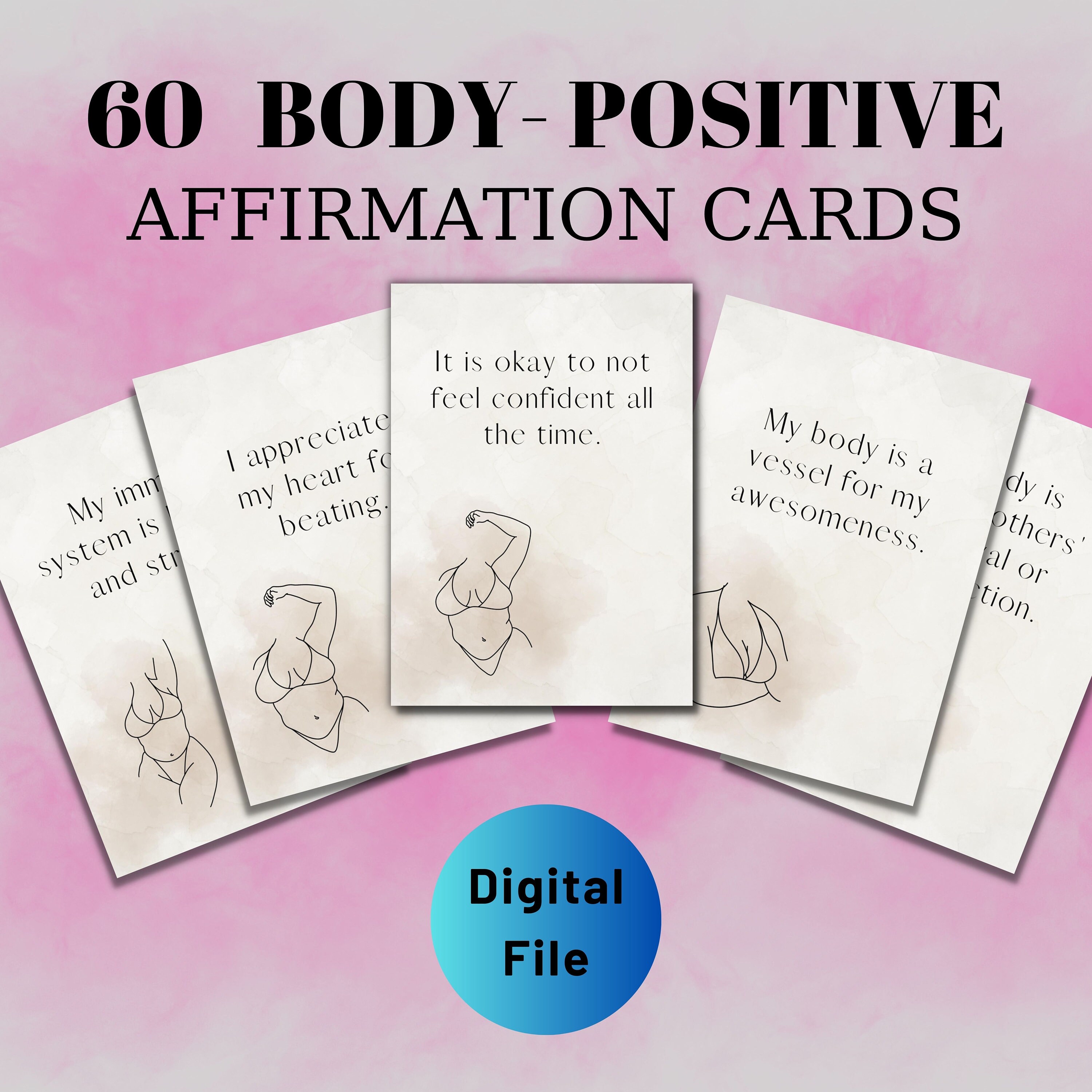 60 Printable Body Positivity Affirmation Cards For Women And Teens