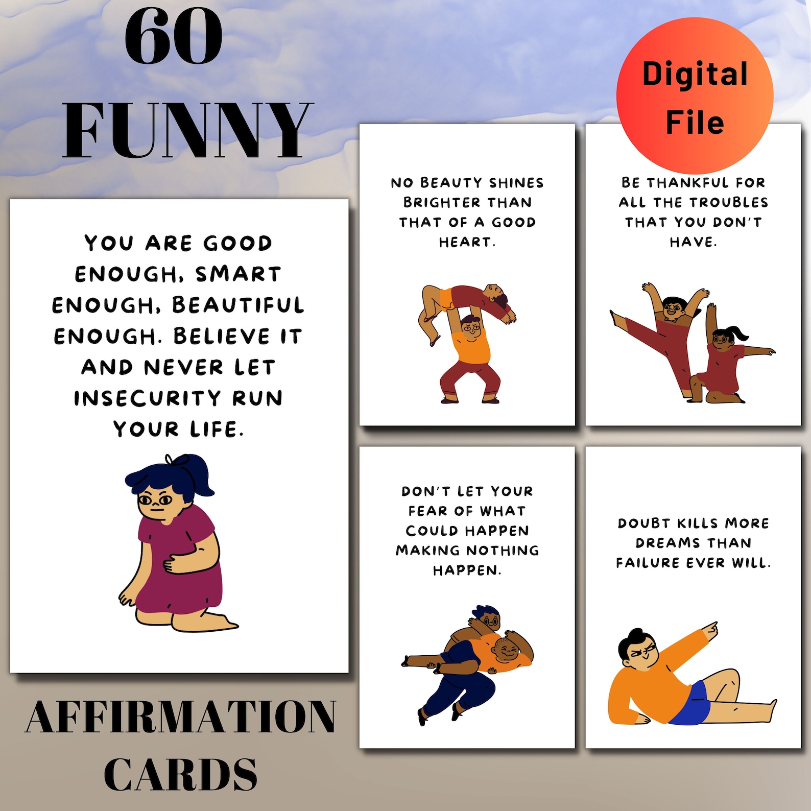 Funny Affirmation Cards for Badass Woman, a Set of 60 Sassy ...