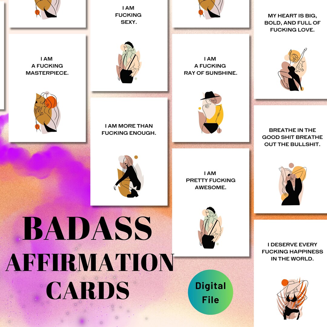 Printable Sweary Affirmation Cards for Badass Woman, 60 Affirmations ...
