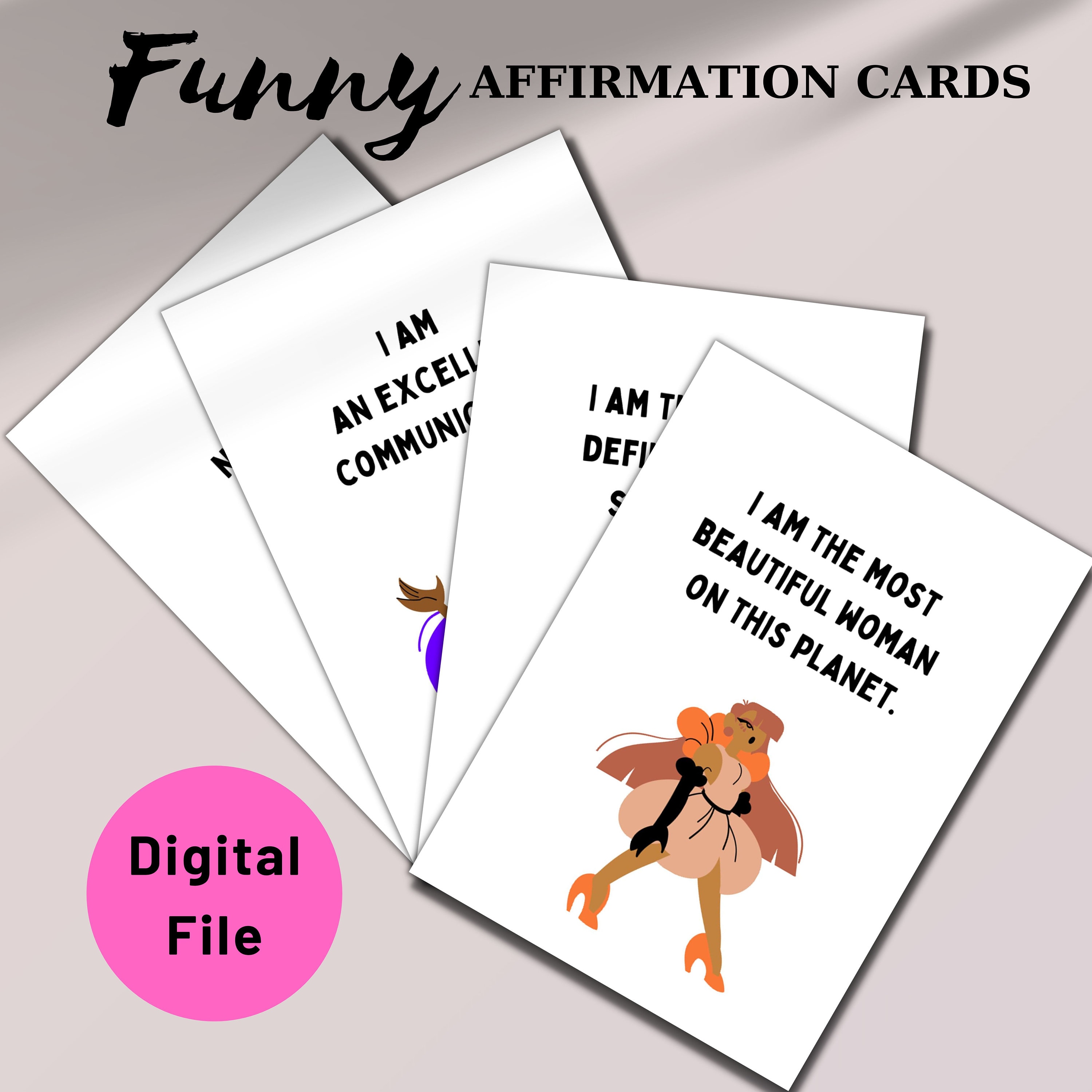 Funny Affirmation Cards for Badass Woman, a Set of 60 Sassy ...