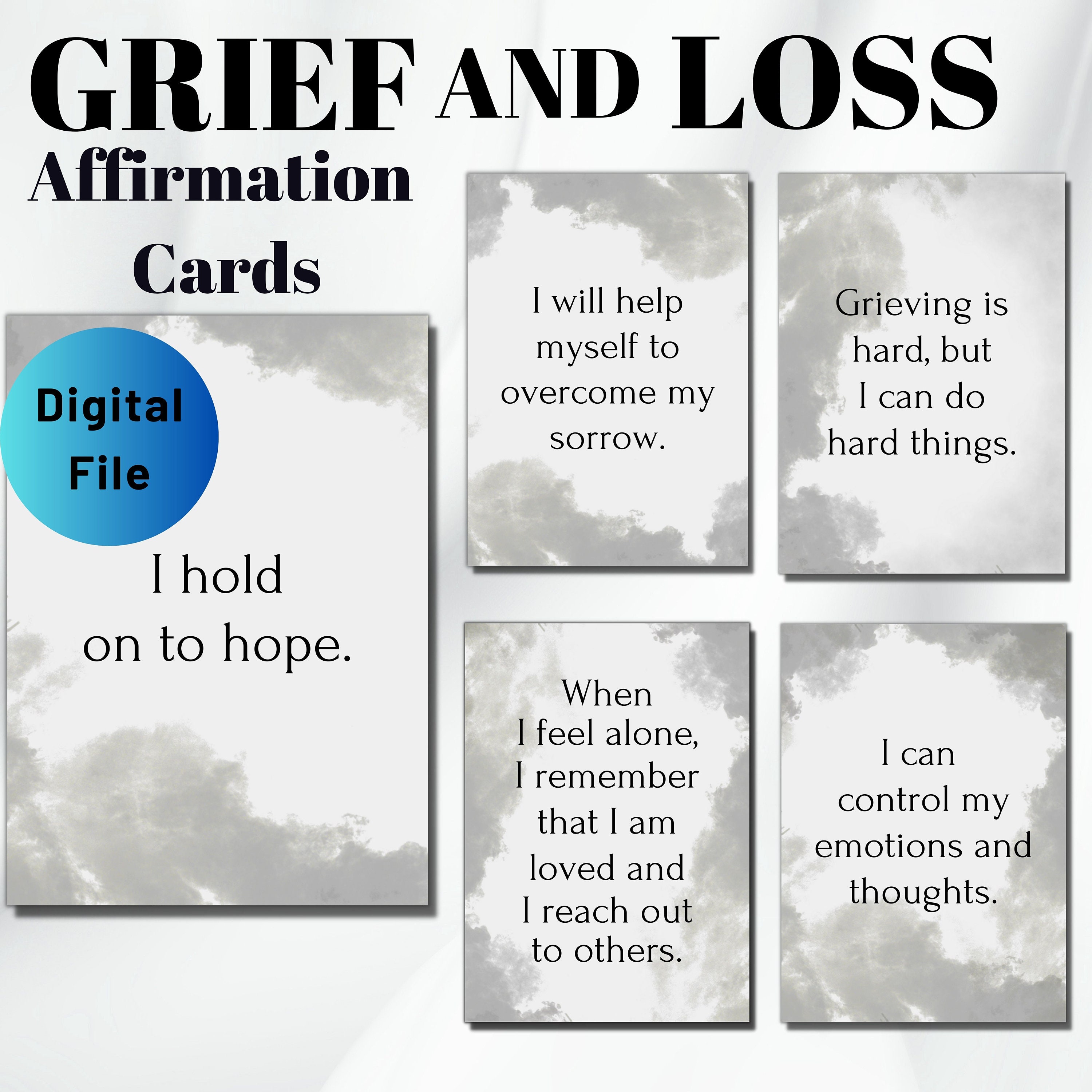 Printable Grief Affirmation Cards, 60 Grief and Loss Printable ...