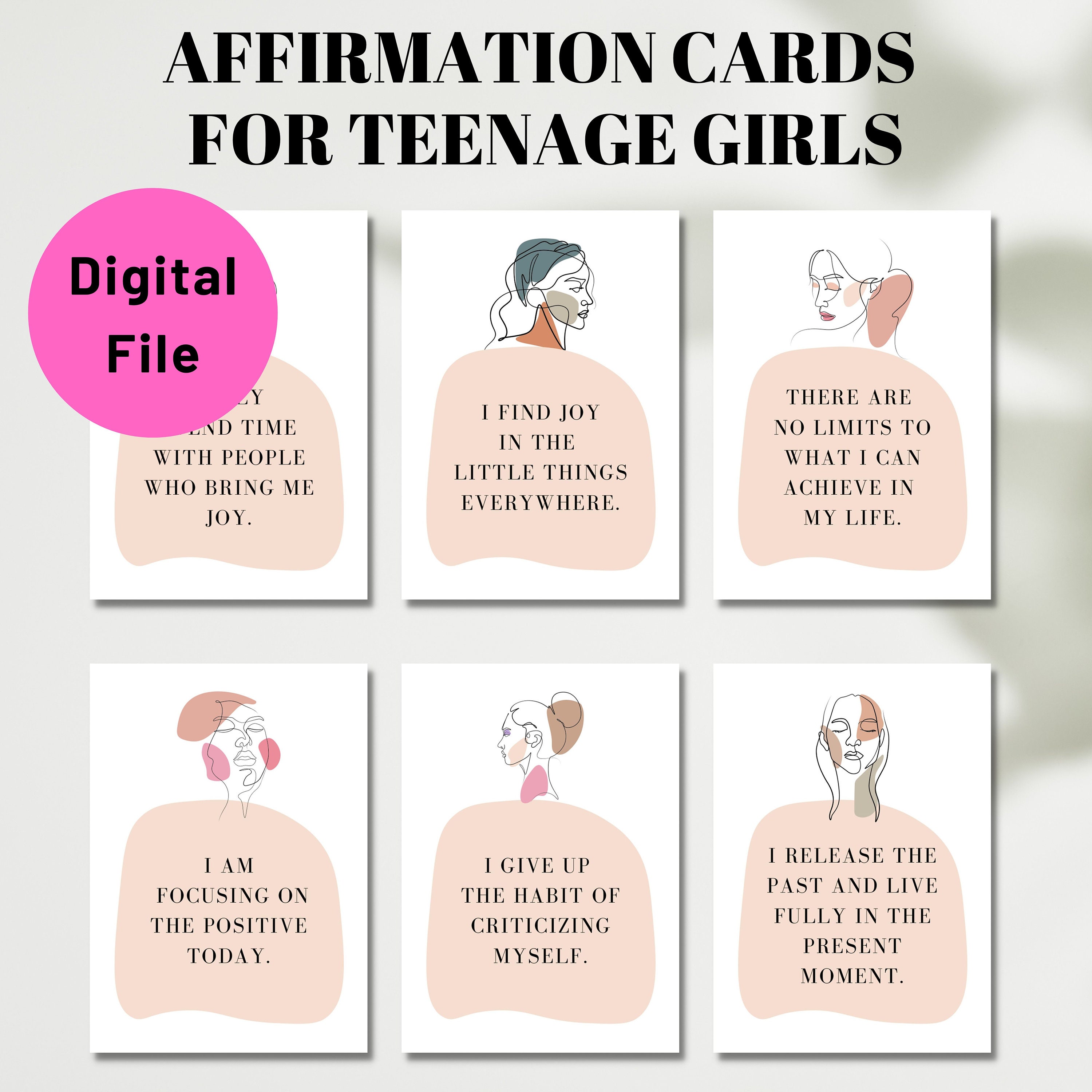 Positive Self Affirmation Cards for Teen Girls, Daily Affirmation Cards ...
