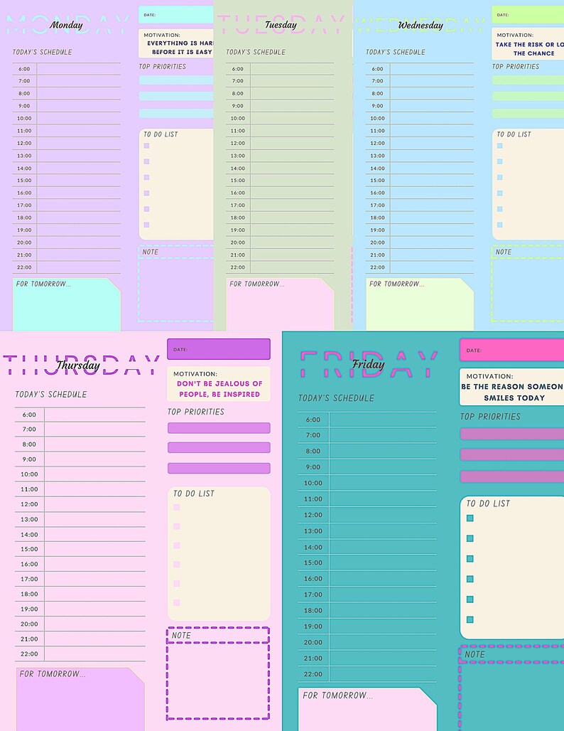 Daily Hourly Planner for the Week, Printable Planner, Keep Your Days ...