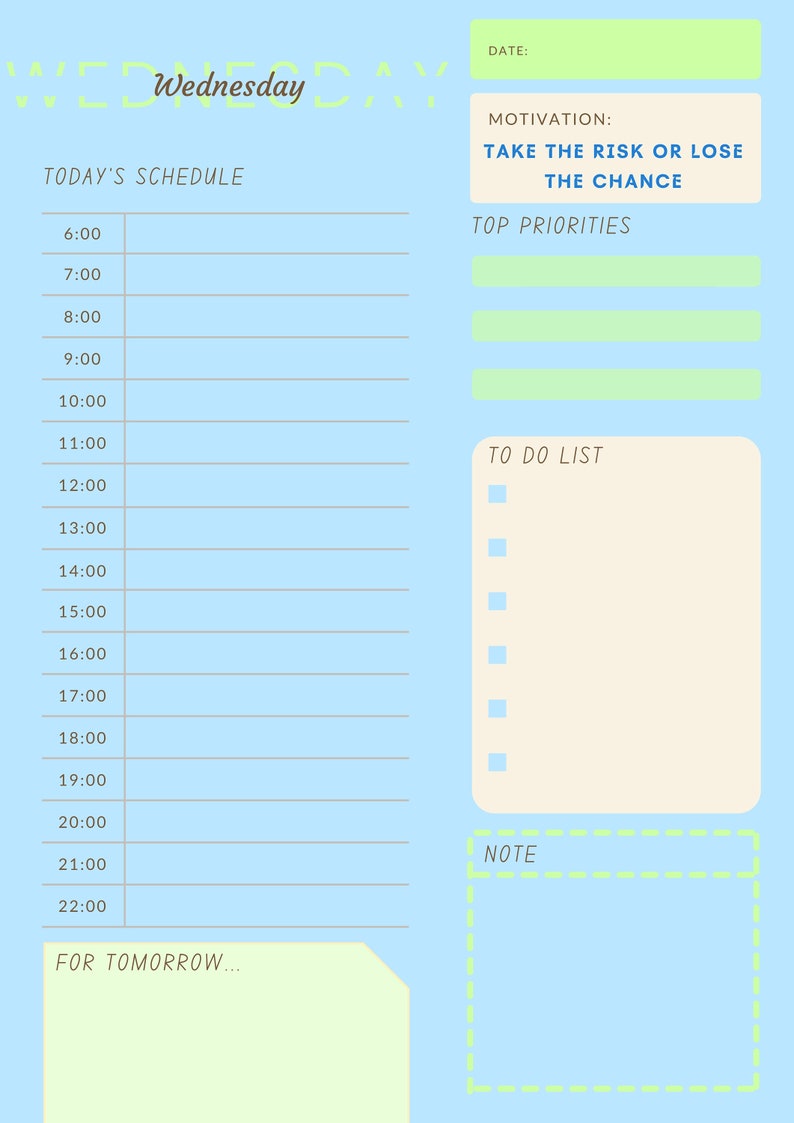 Daily Hourly Planner for the Week, Printable Planner, Keep Your Days ...