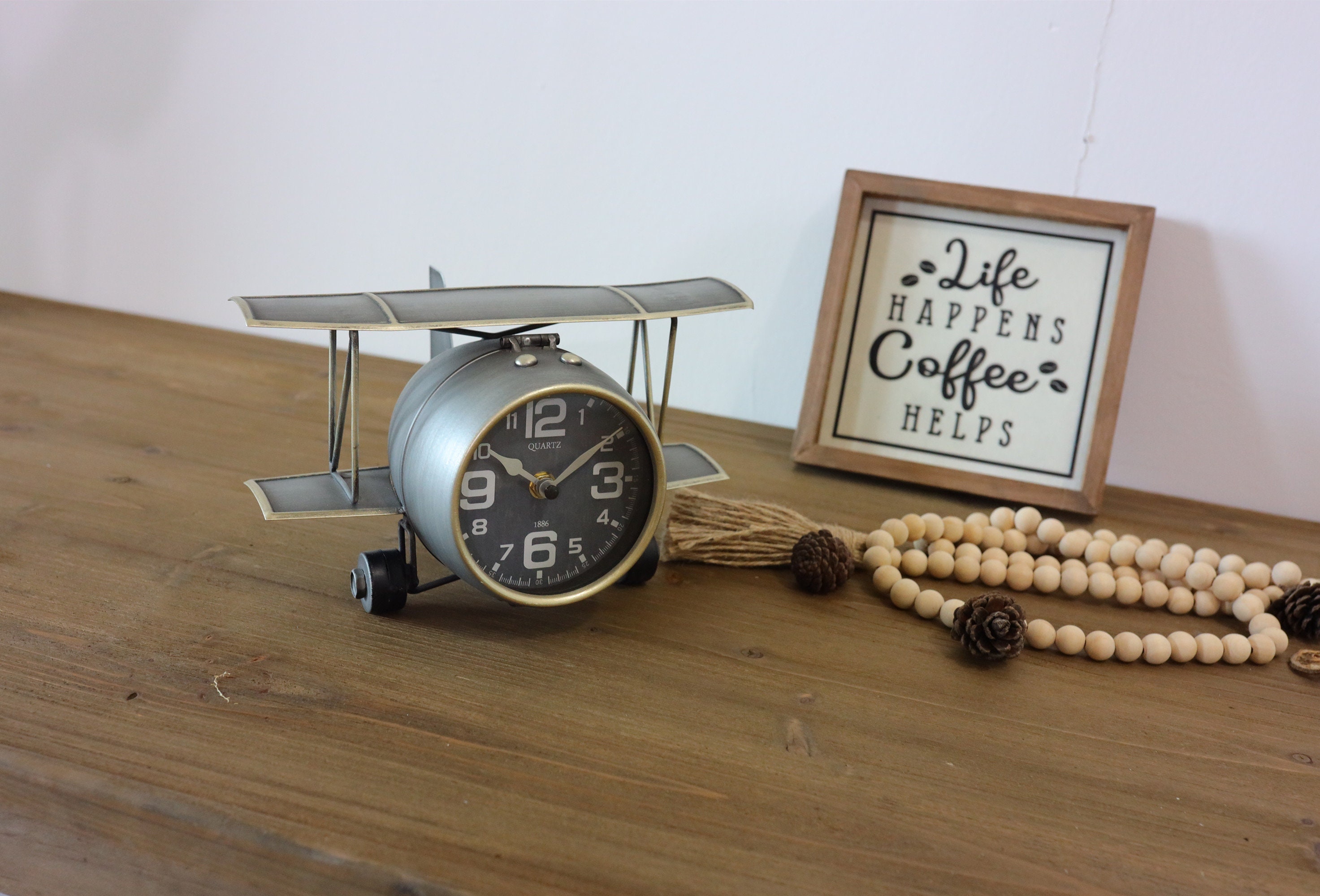 Airplane Metal Tabletop Clock Industrial Home Decor Accents - Etsy UK