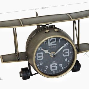 Airplane Metal Tabletop Clock Industrial Home Decor Accents for the ...